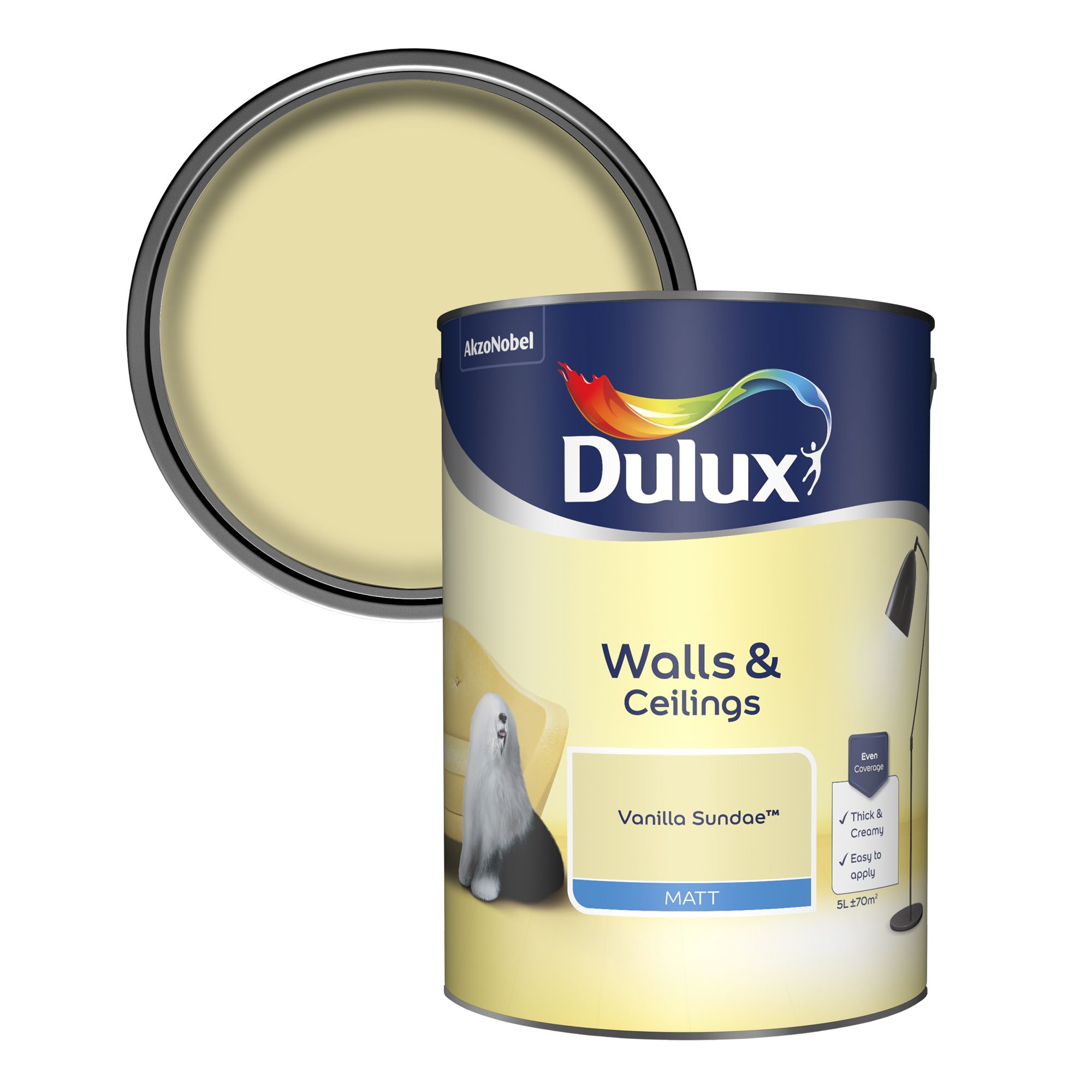 Dulux Walls & Ceilings Vanilla sundae Matt Emulsion paint, 5L