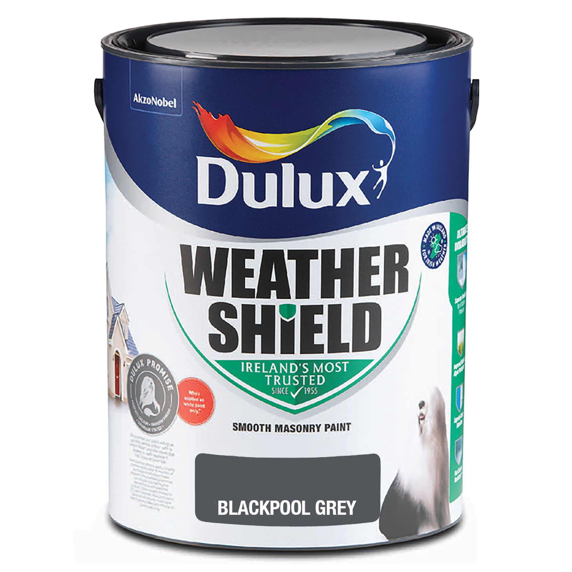 Dulux Weathershield Blackpool Grey Smooth Masonry paint, 5L Tub