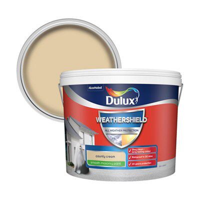 Dulux Weathershield County cream Smooth Matt Masonry paint, 10L | DIY ...