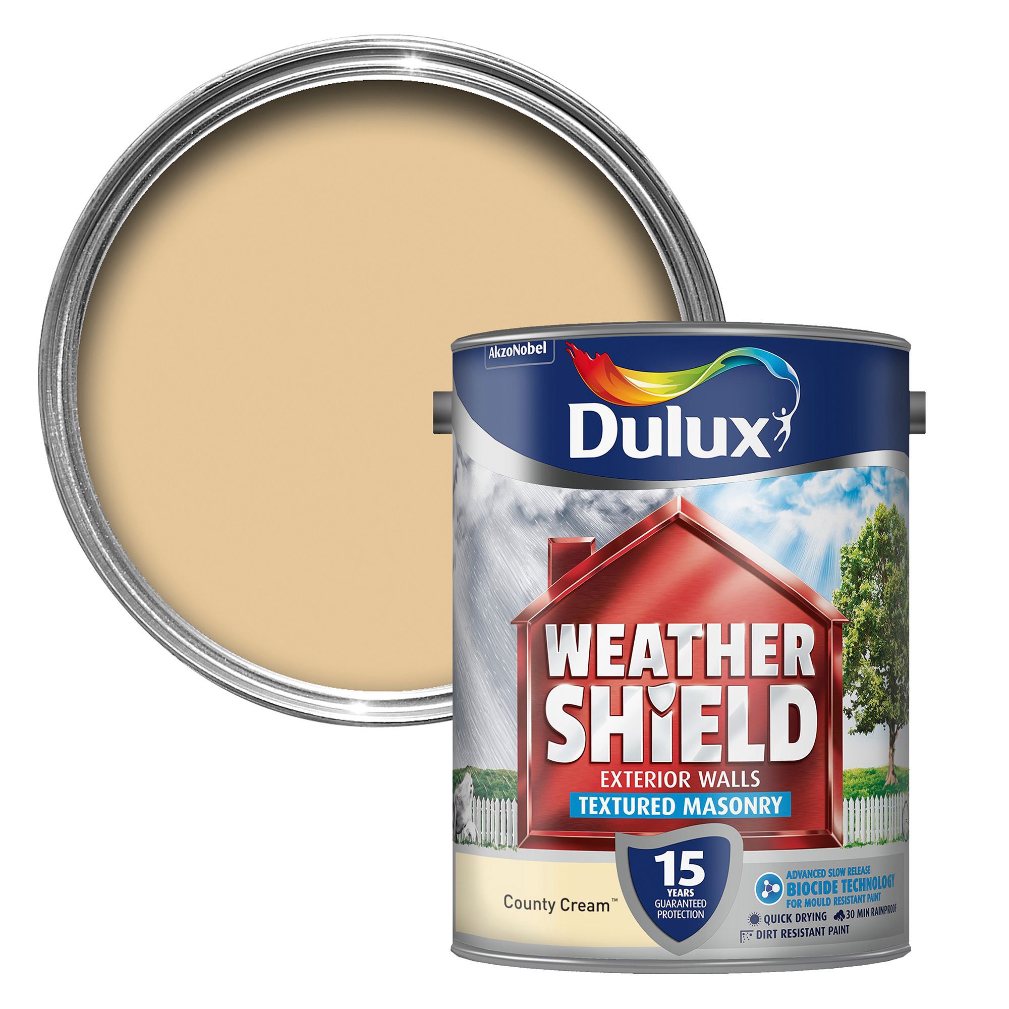 Dulux Weathershield County cream Textured Masonry paint, 5L