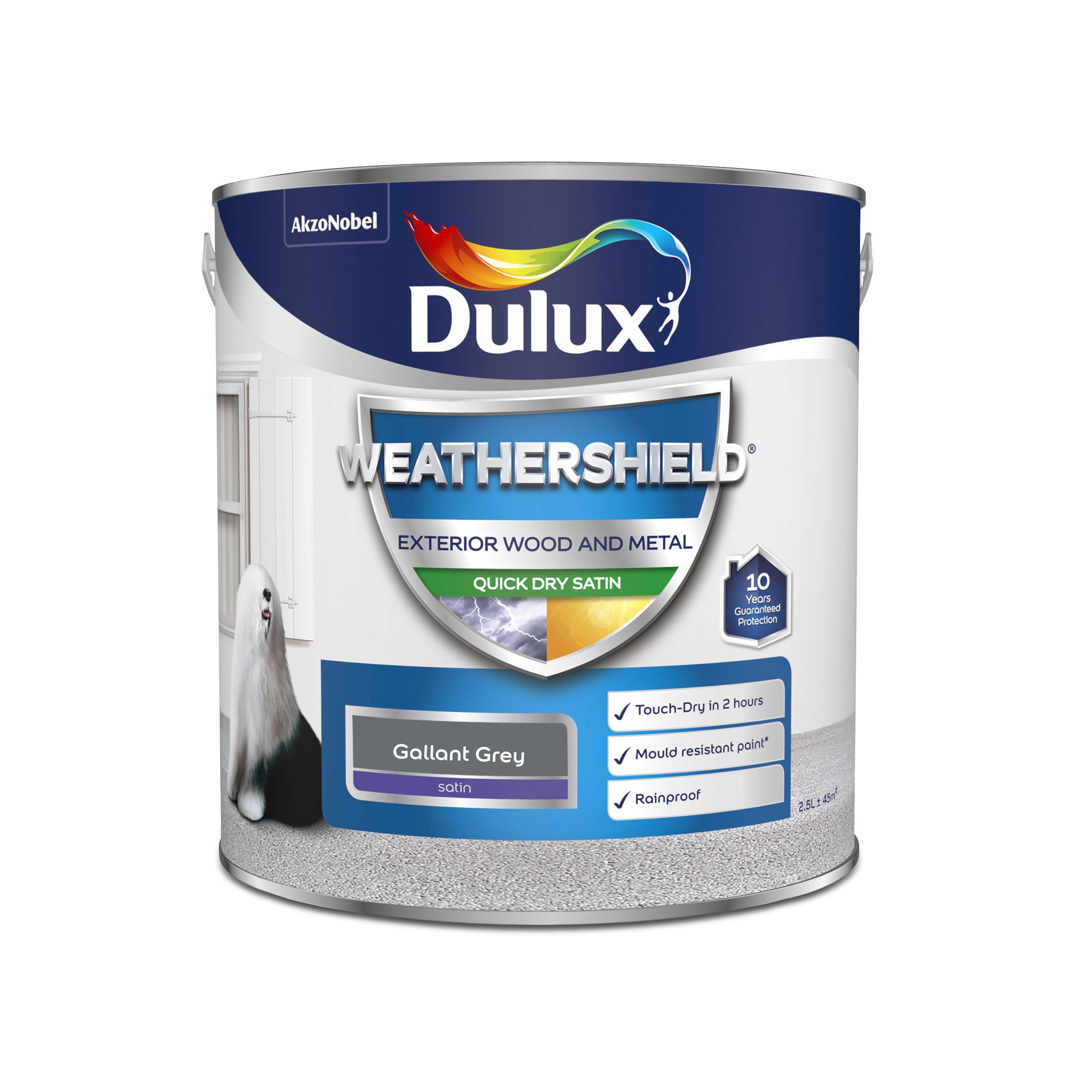 Dulux Weathershield Gallant grey Satinwood Exterior Metal & wood paint ...