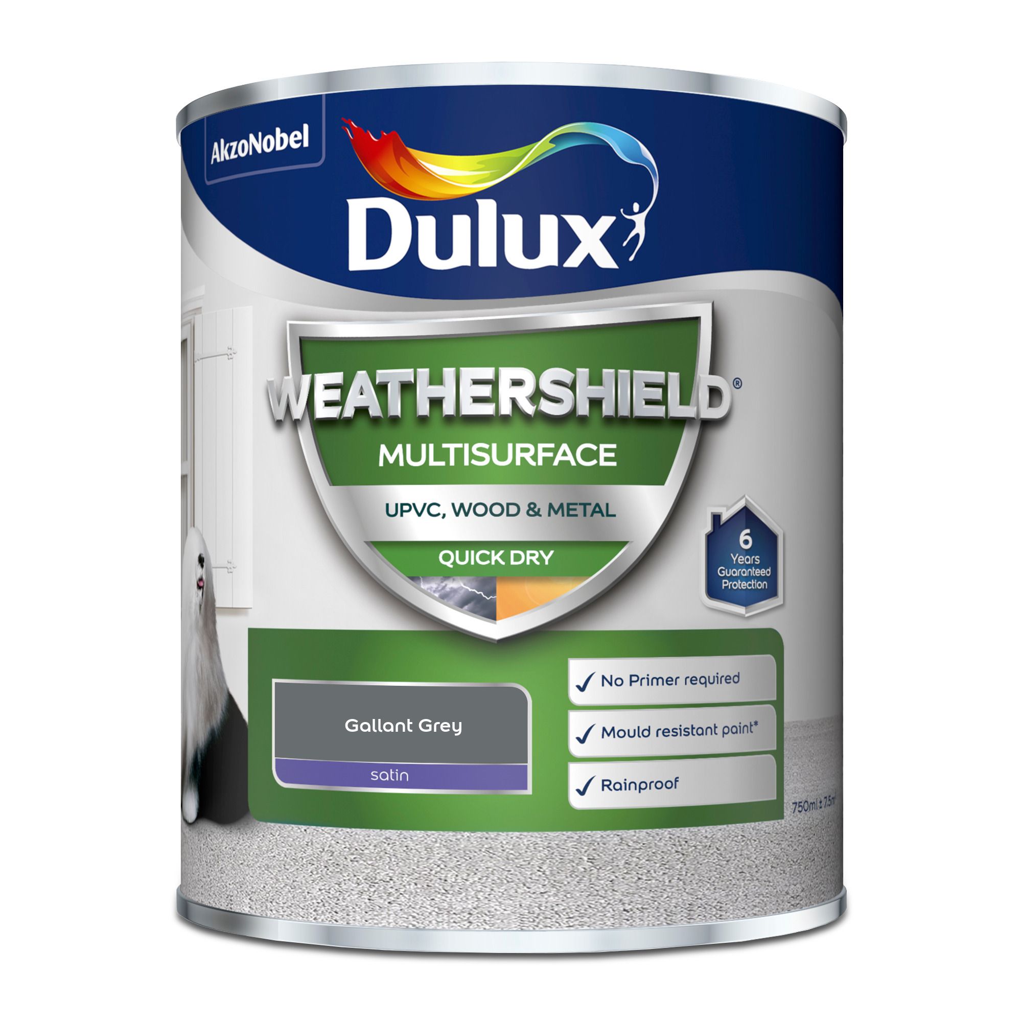 Dulux Weathershield Gallant Grey Satinwood Multi-room Multi-surface ...