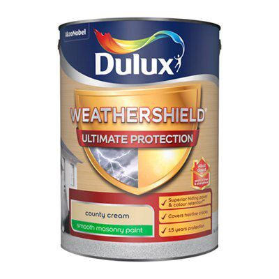 Dulux Weathershield ultimate protection County cream Matt Masonry paint ...