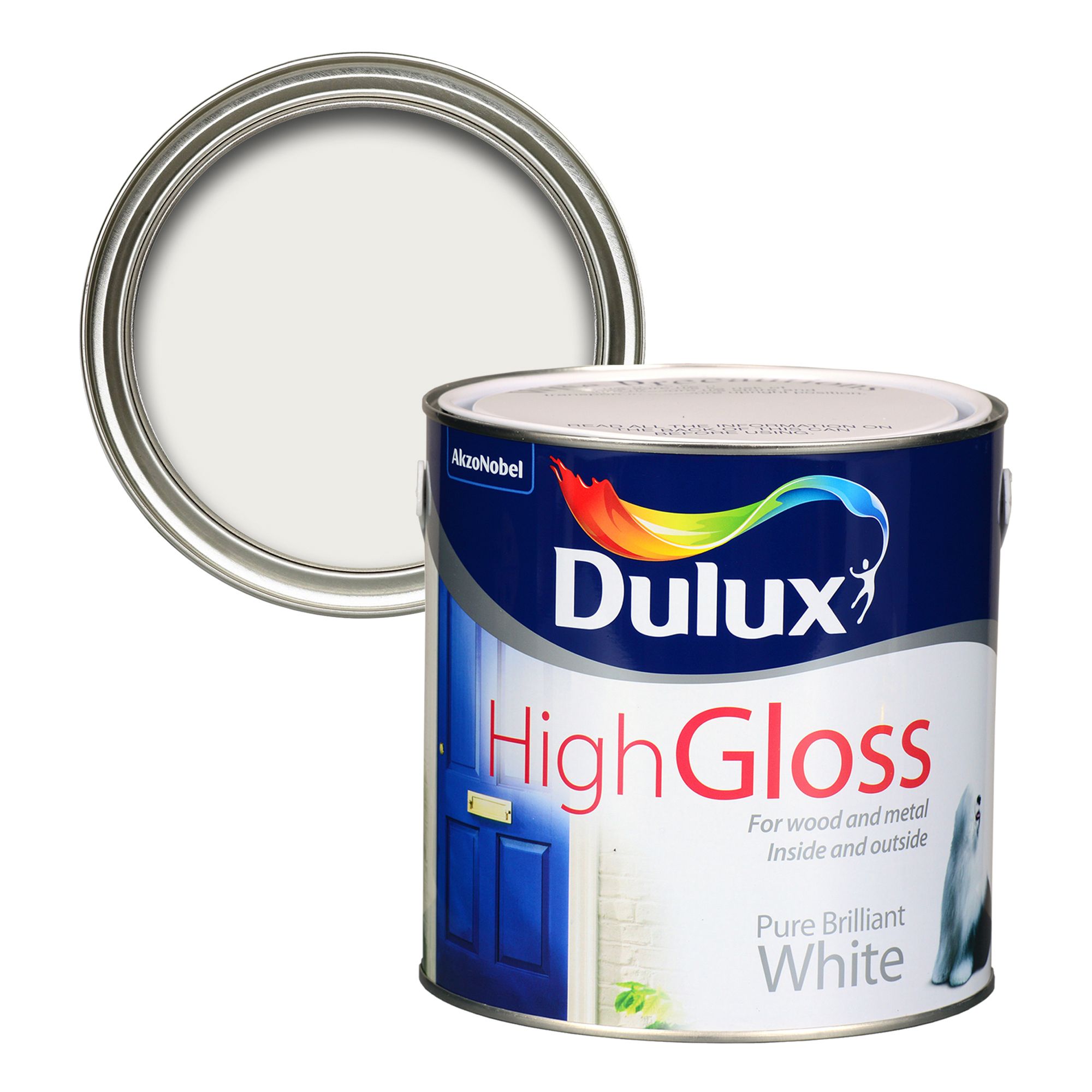 Dulux White High gloss Metal & wood paint, 2.5L