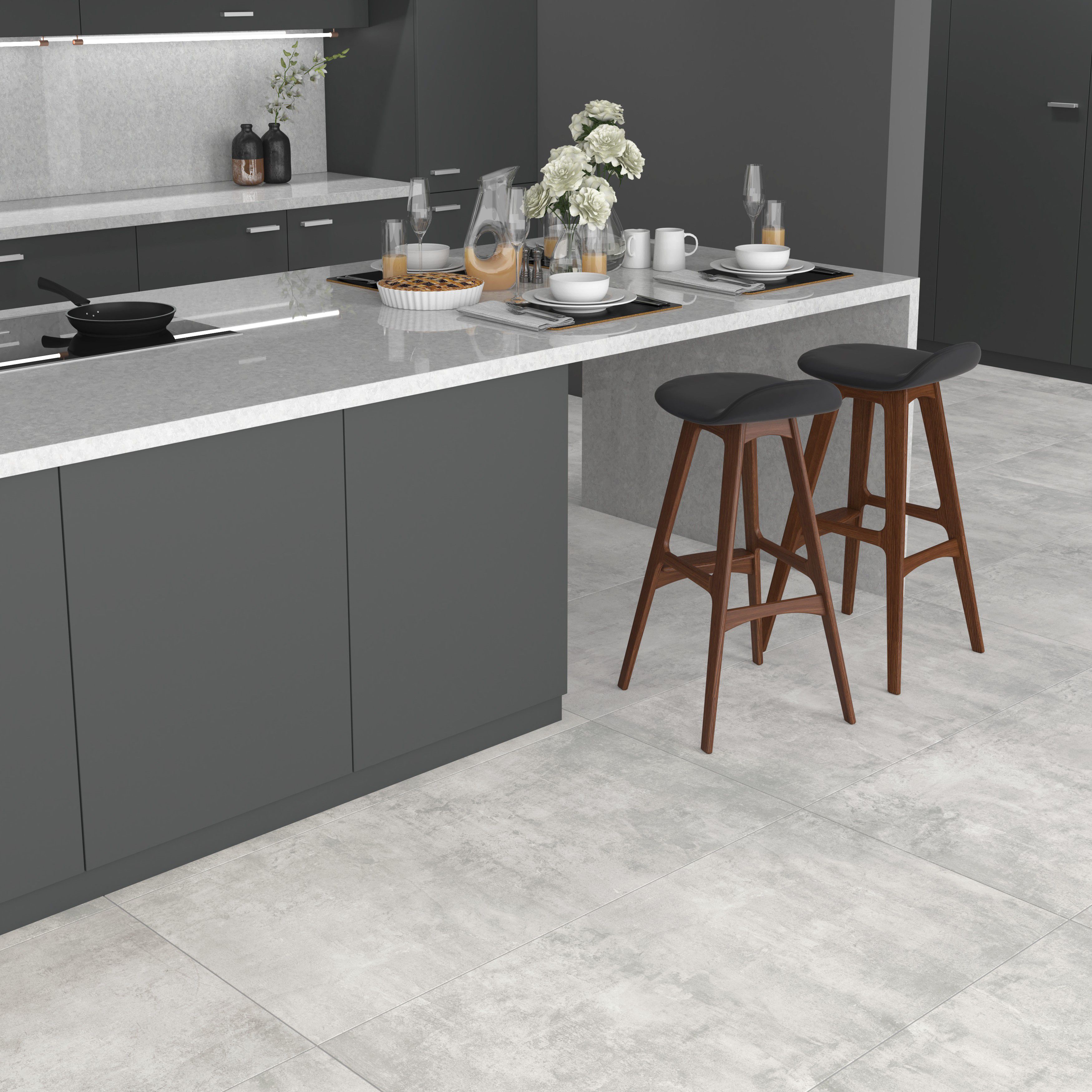 Dura Urban Grey Matt Cement tile effect Porcelain Indoor & outdoor Wall ...