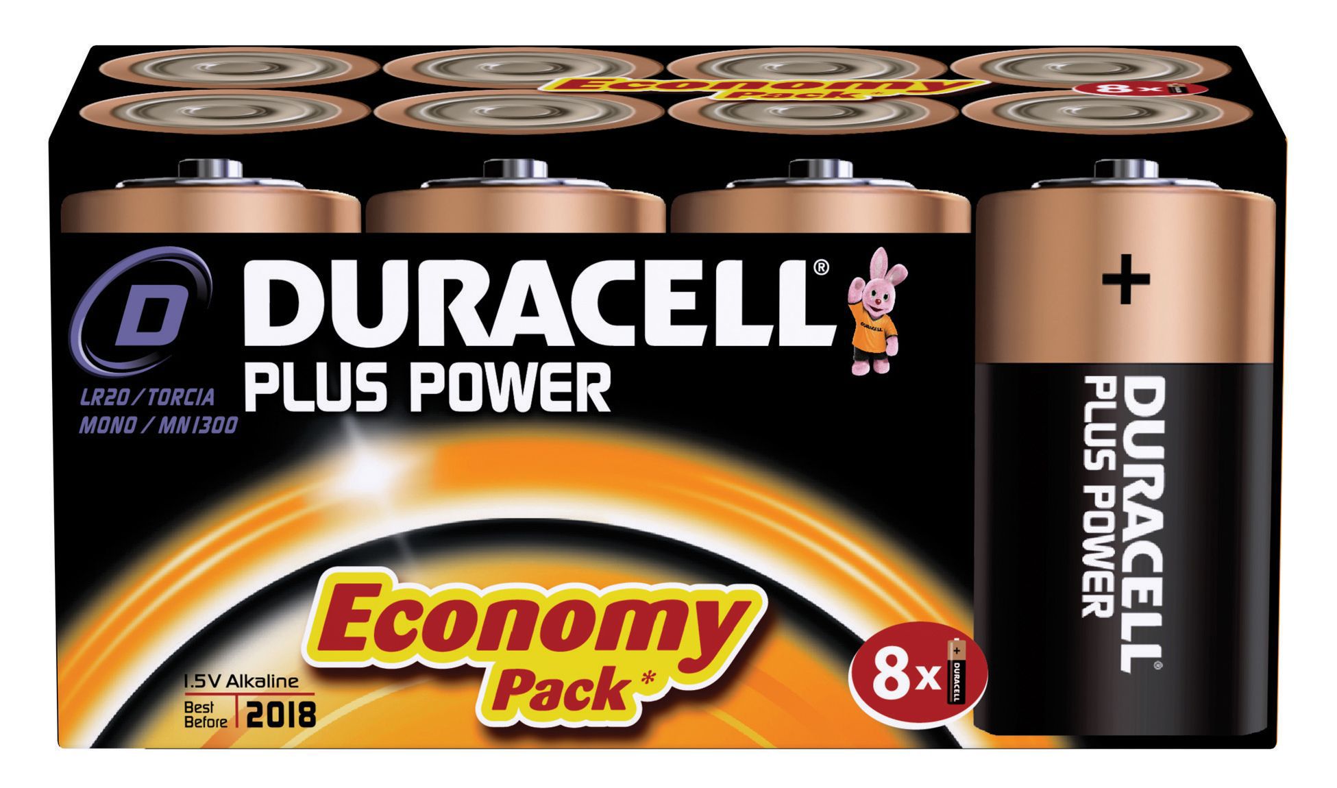 Duracell Plus D (LR20) Battery, Pack of 8 | DIY at B&Q