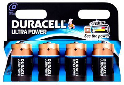 Duracell Ultra D (LR20) Battery, Pack of 4 | DIY at B&Q