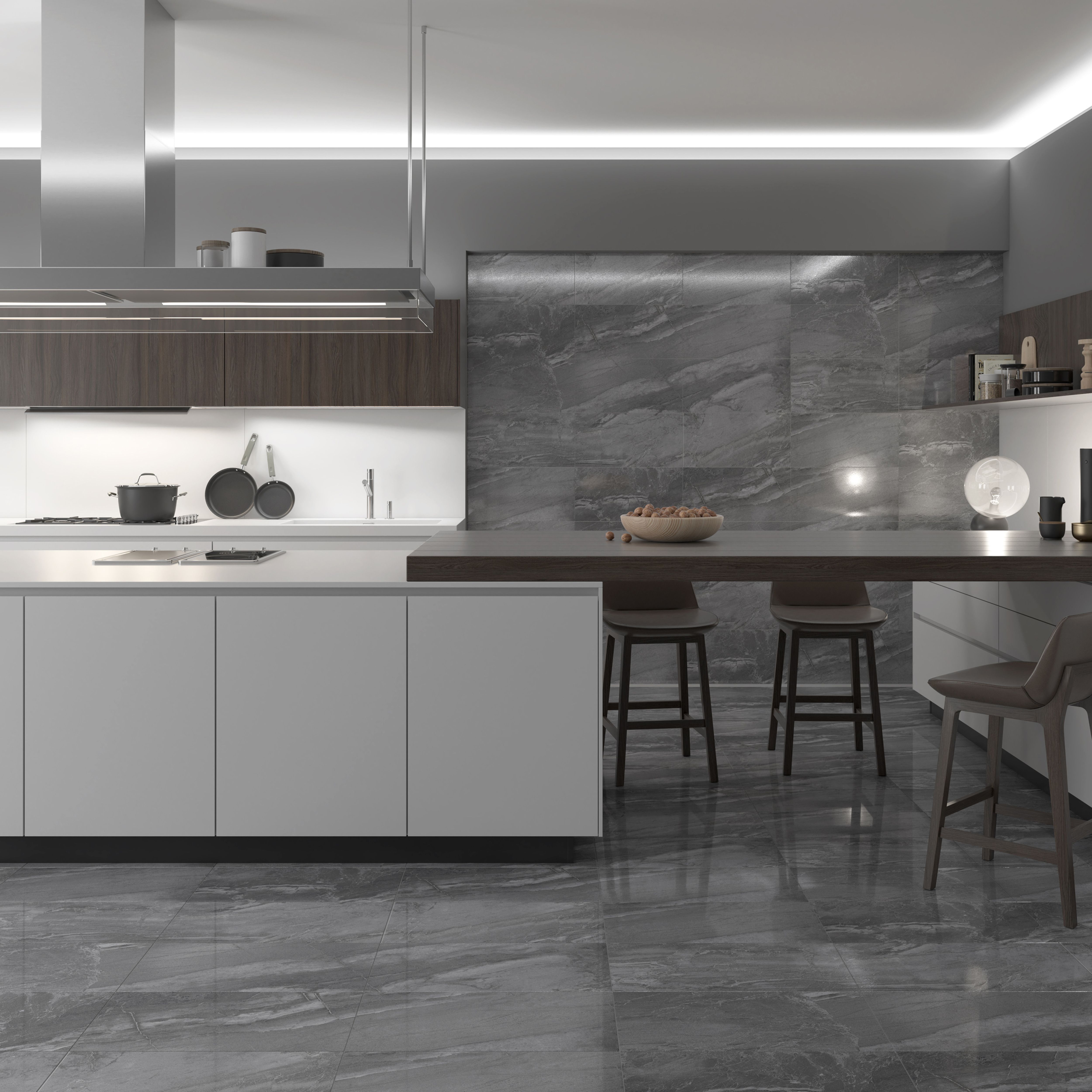 Duratile Designs Lavastone Grey Gloss Stone effect Textured Porcelain ...