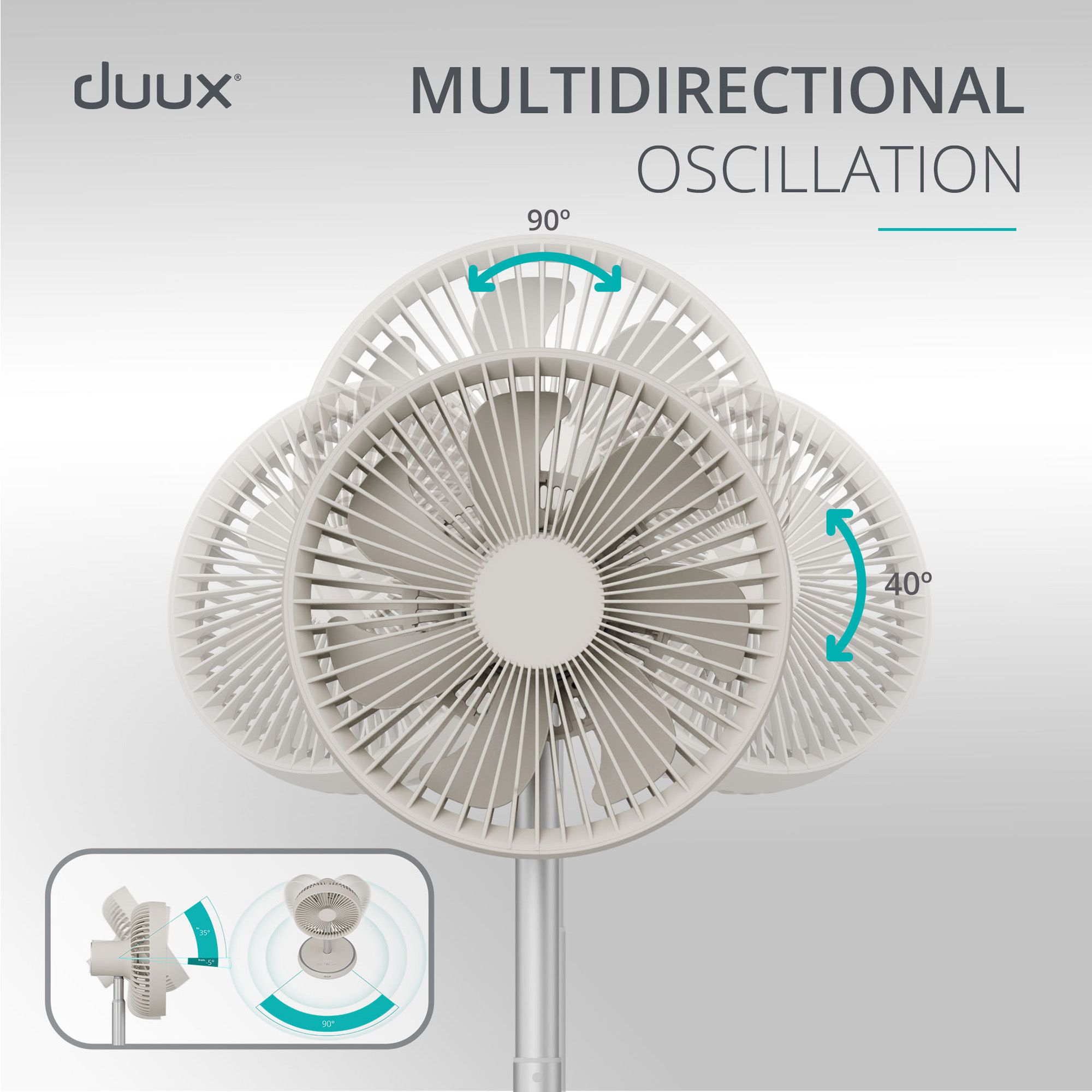 Duux Rize Stone Quiet Mark 8" 10W Desk fan