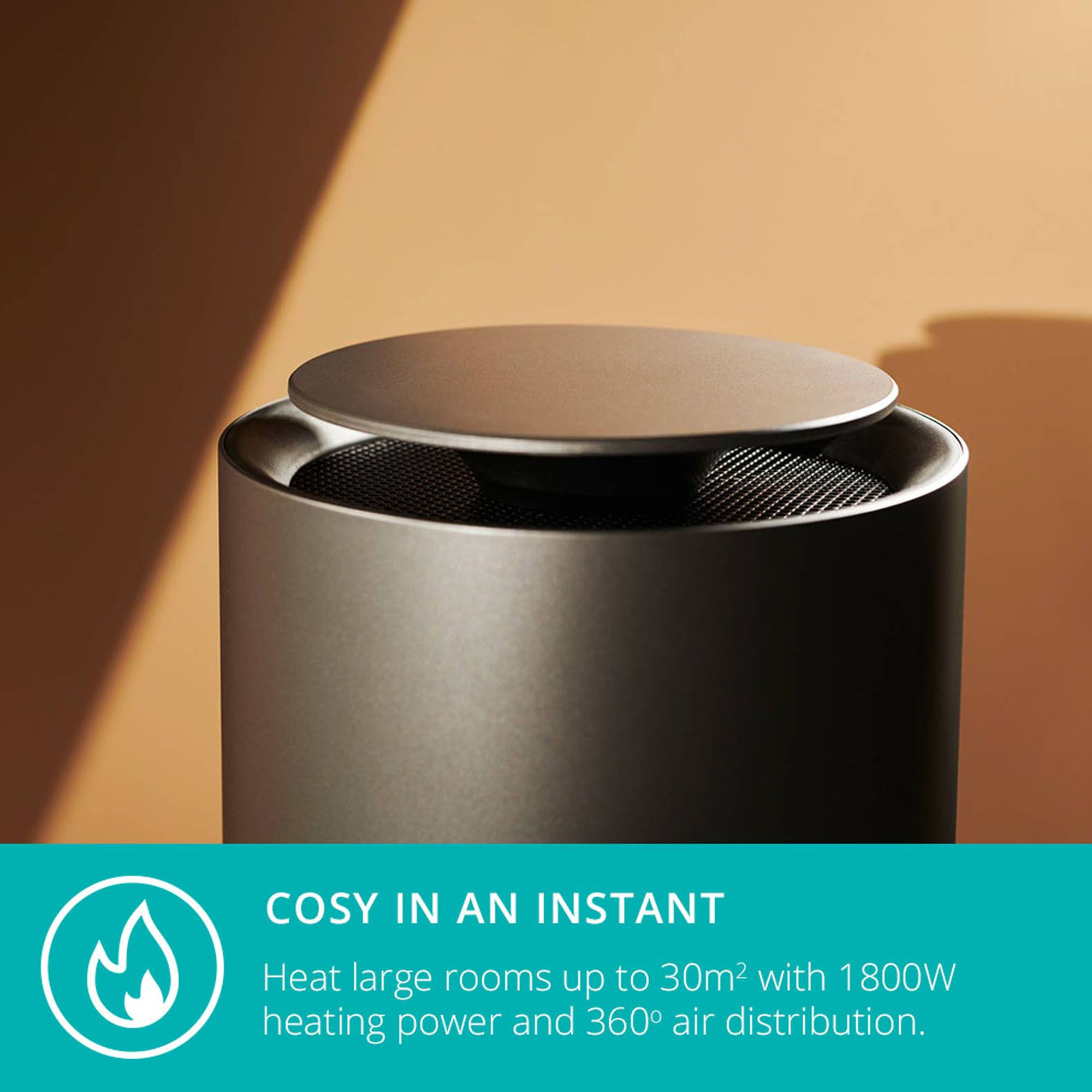 Duux Threesixty 1800W Grey Freestanding Smart PTC heating element LED ...