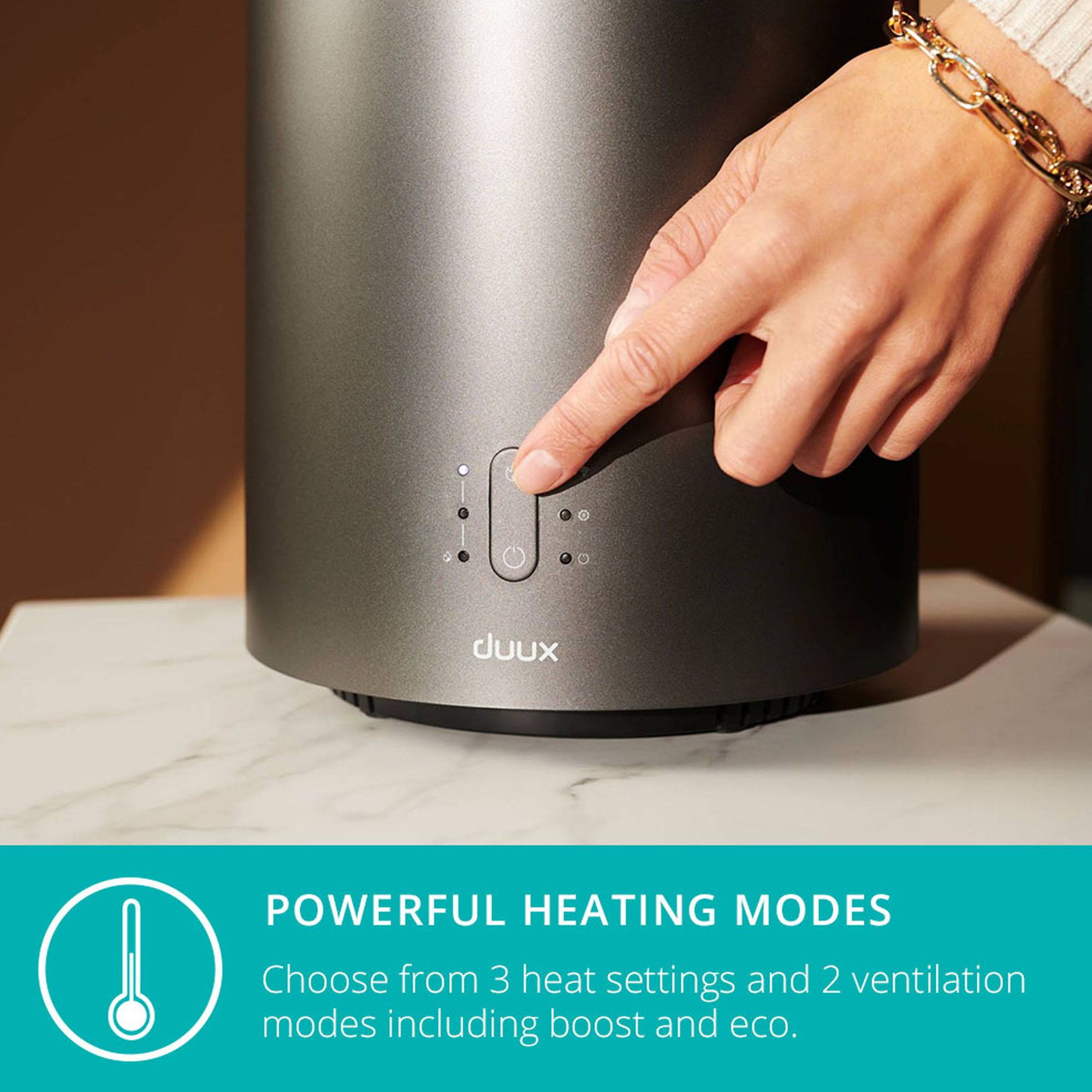 Duux Threesixty 1800W Grey Freestanding Smart PTC heating element LED ...