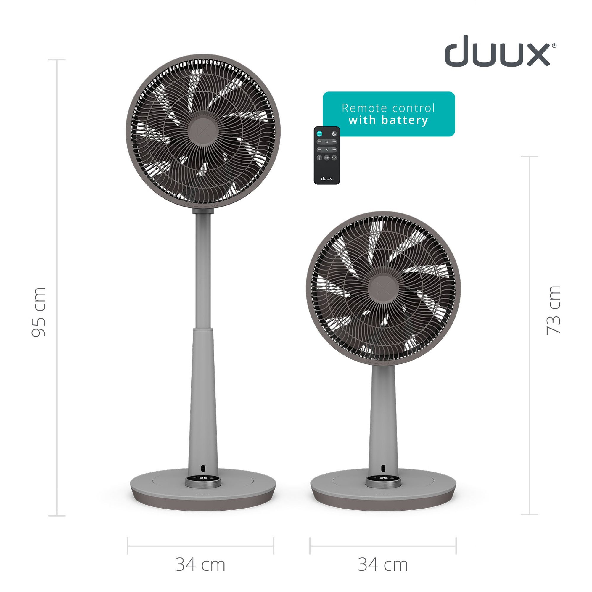 Duux Whisper 2 Quiet Mark Grey 12" Remote controlled Pedestal fan