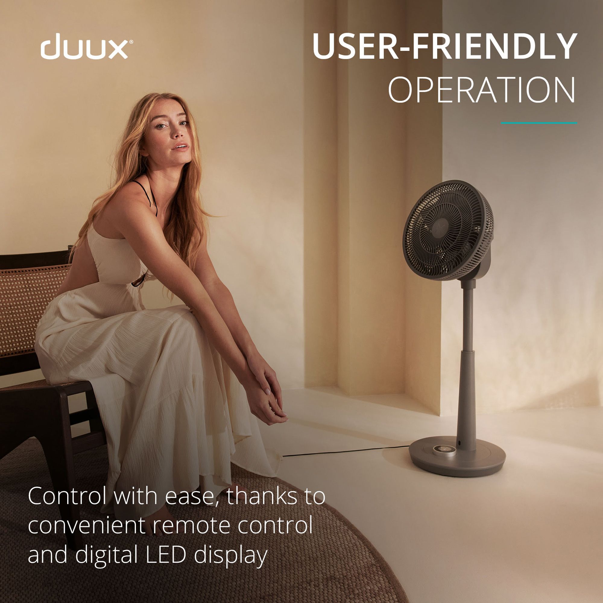 Duux Whisper 2 Quiet Mark Grey 12" Remote controlled Pedestal fan