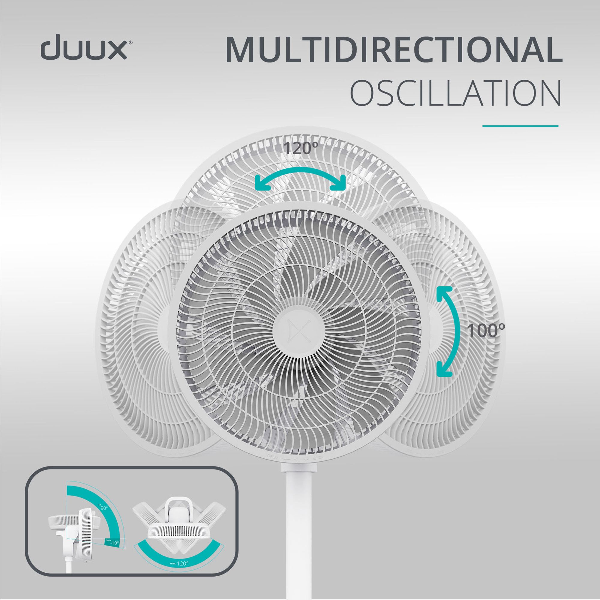 DUUX WHISPER 2 QUIET MARK WHITE 12" REMOTE CONTROLLED PEDESTAL FAN
