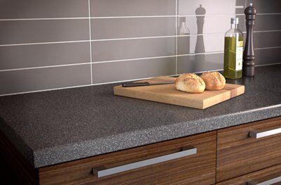 Earthstone 34mm Graphite Black Kitchen Worktop, (L)3000mm