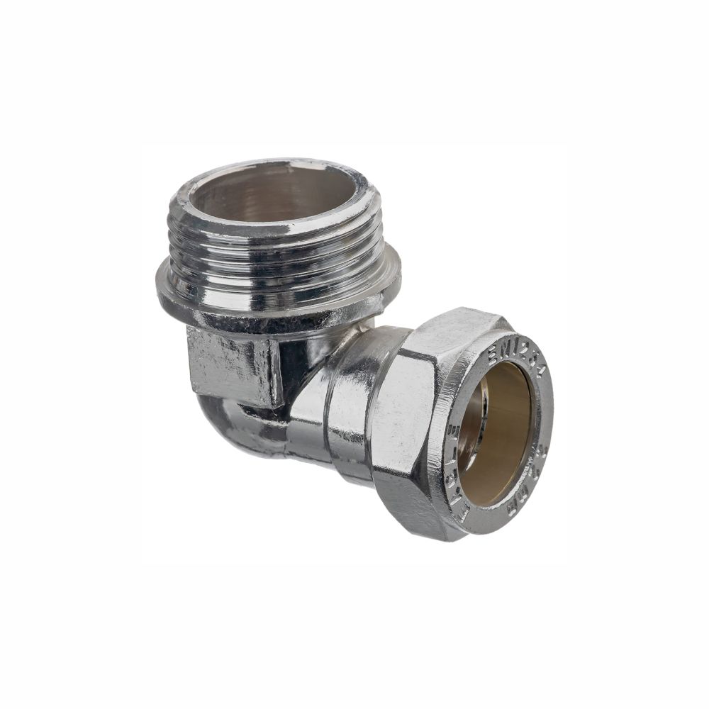 Easi Plumb Brass Fittings Silver Male Angled Equal Coupler (Dia)27.4mm ...