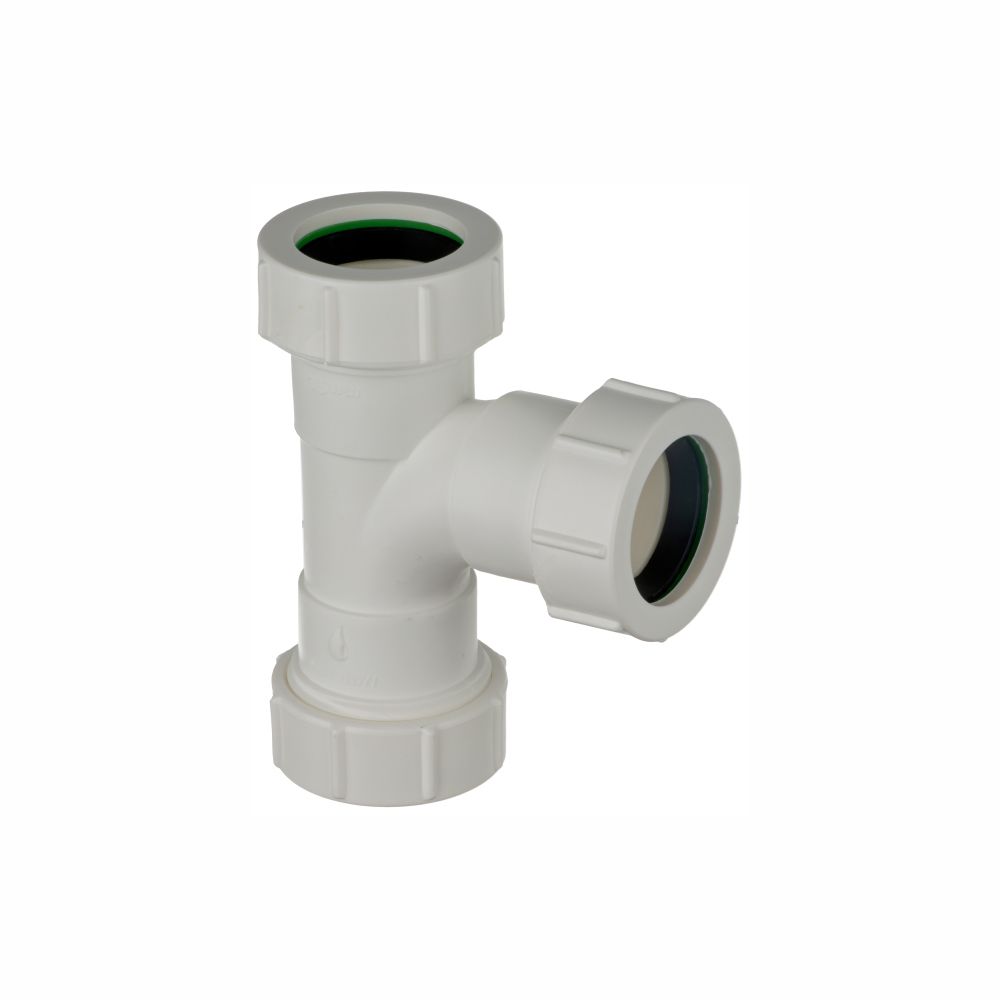 Easi Plumb White Universal compression 90° Equal Waste pipe Tee, (Dia ...