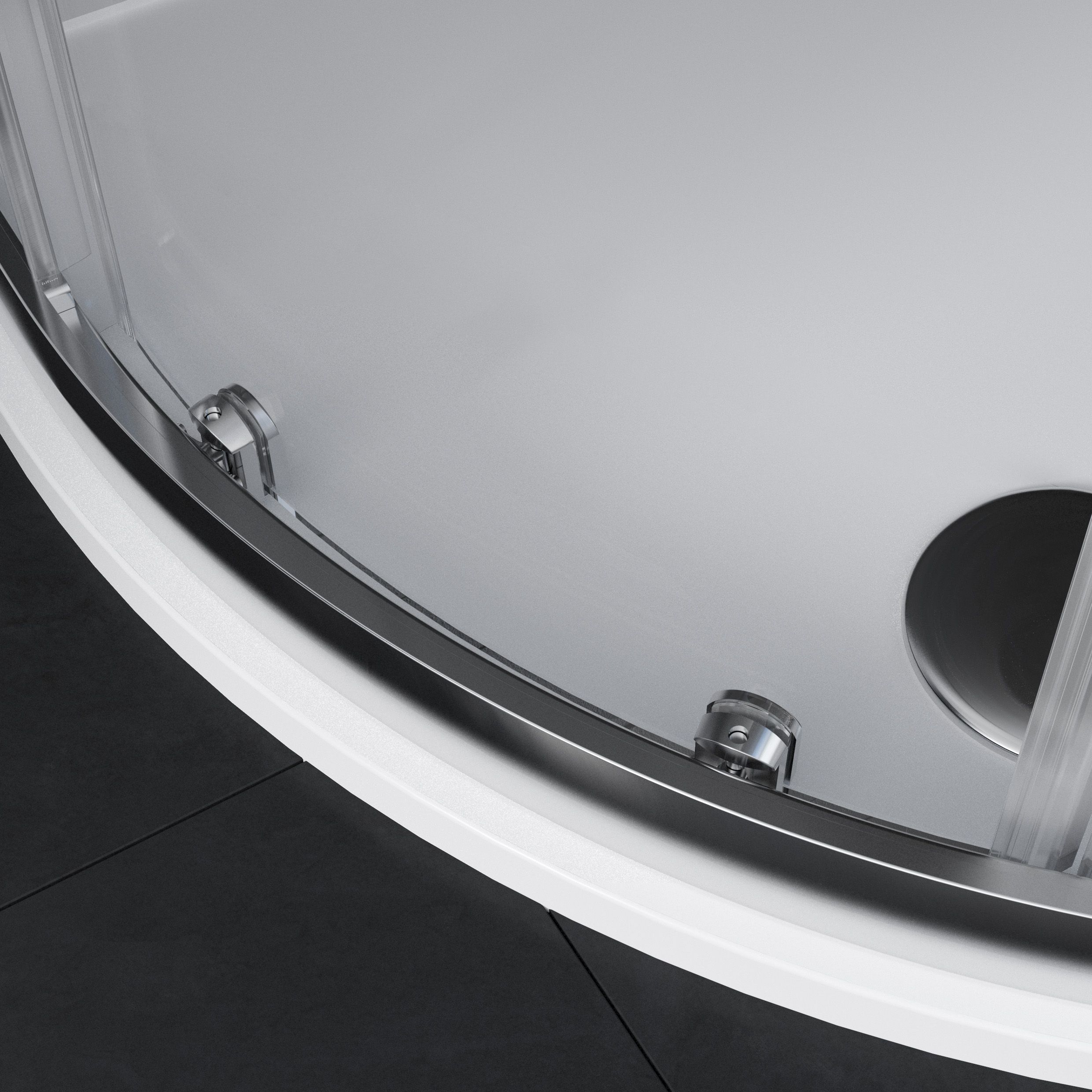 Edge 6 Silver effect Clear Right-handed Offset quadrant Shower Enclosure & tray - Double sliding ...