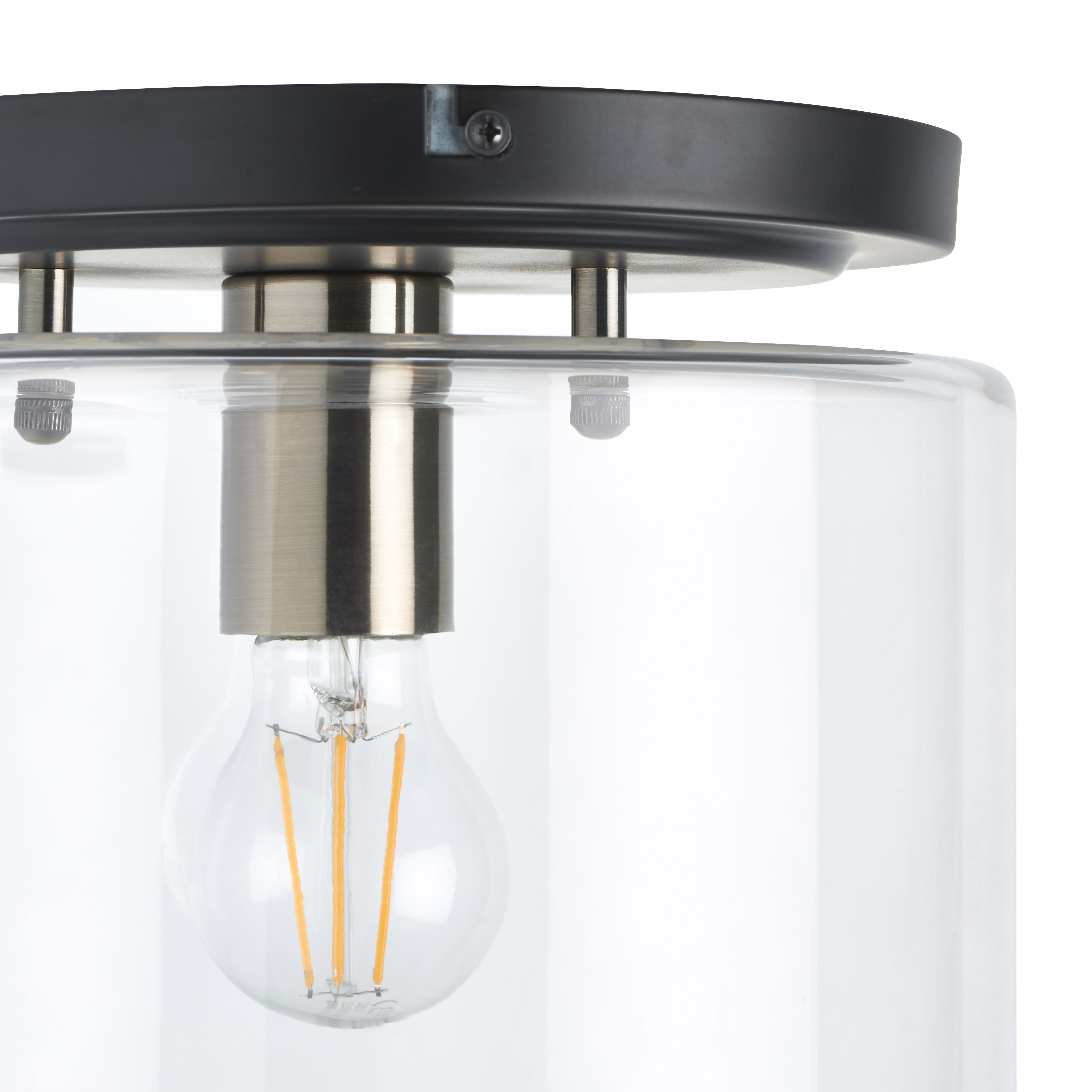 Edinburgh Matt Glass & steel Transparent Antique brass effect LED ...