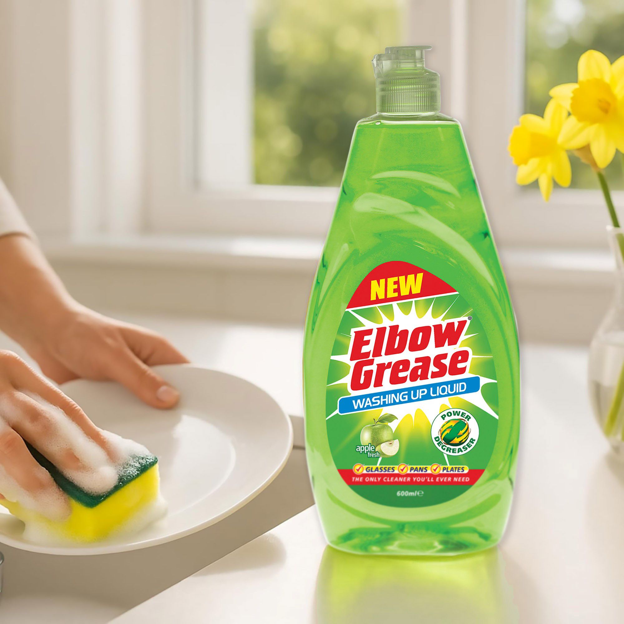 Elbow Grease Apple Fresh Kitchen Dishes Washing liquid, 600ml