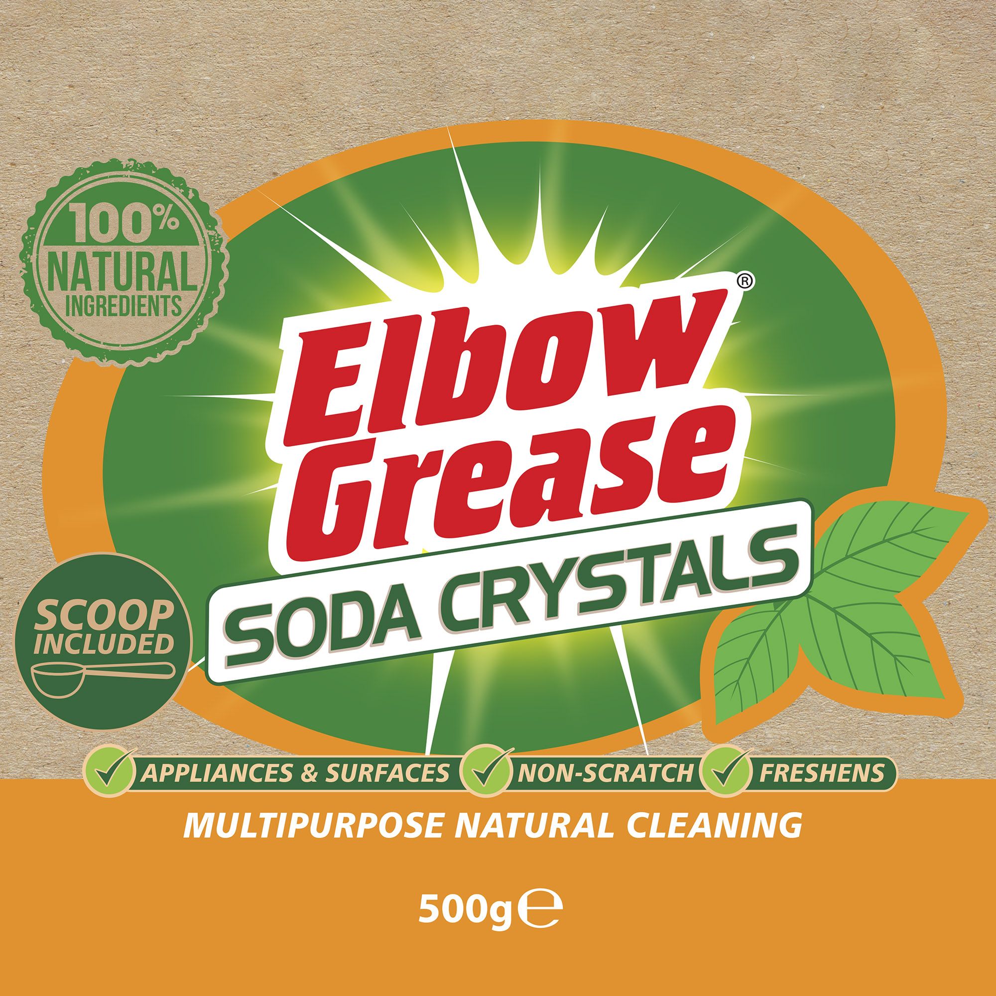 ELBOW GREASE MULTI-SURFACE POWDER SODA CRYSTALS, 500G