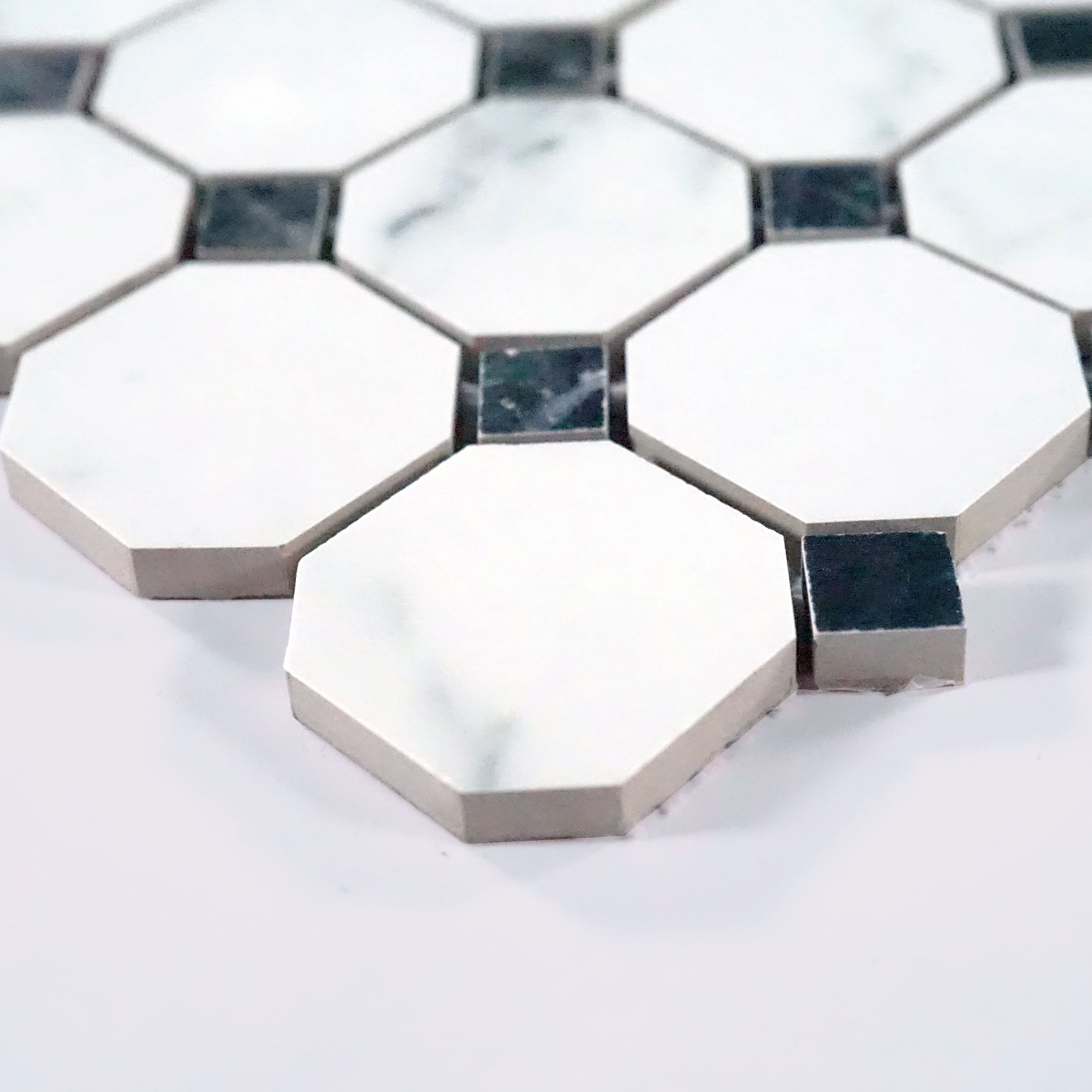 Elegance marble Black & white Gloss Marble effect Ceramic Mosaic tile ...