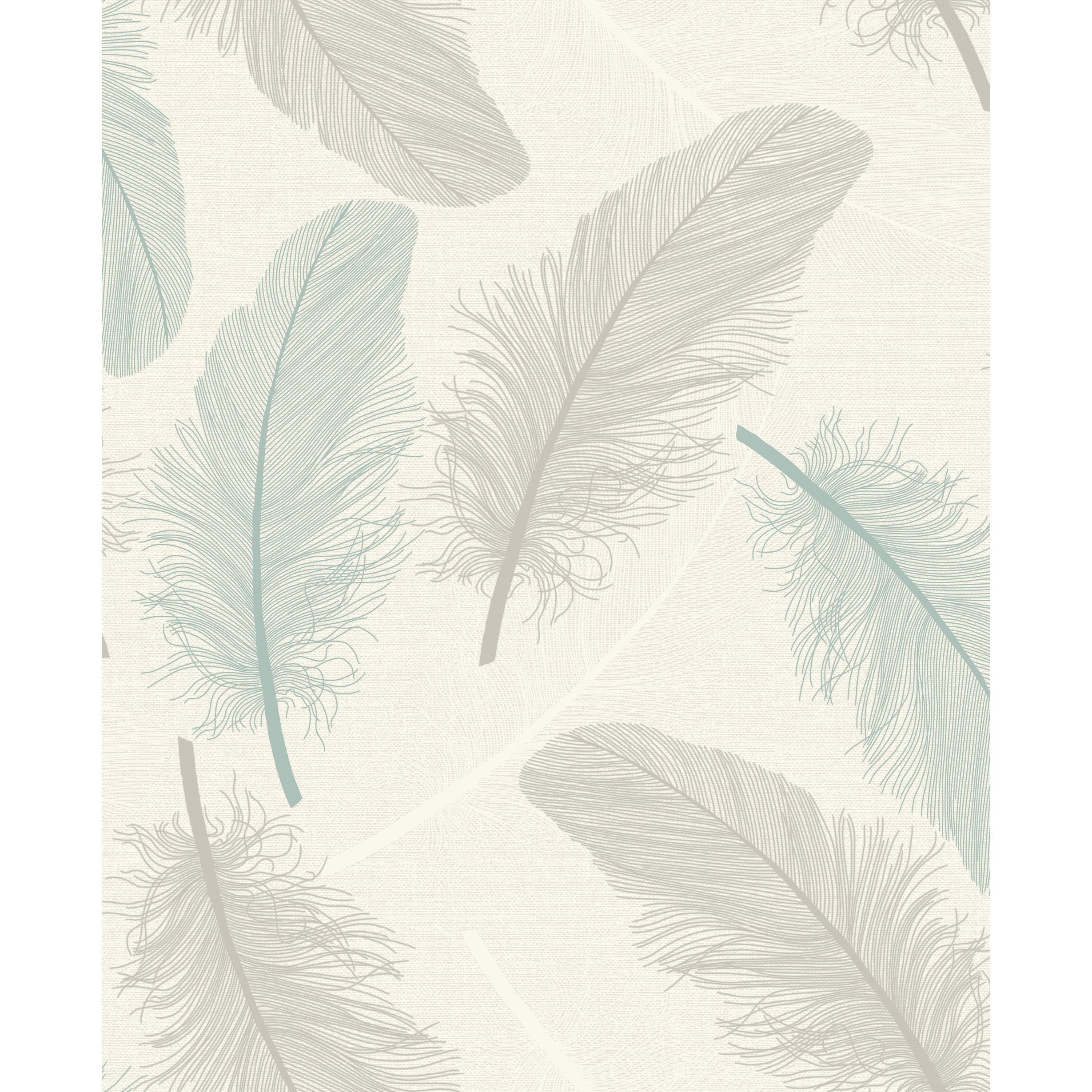 Elstow Teal Feather Textured Wallpaper Sample | DIY at B&Q