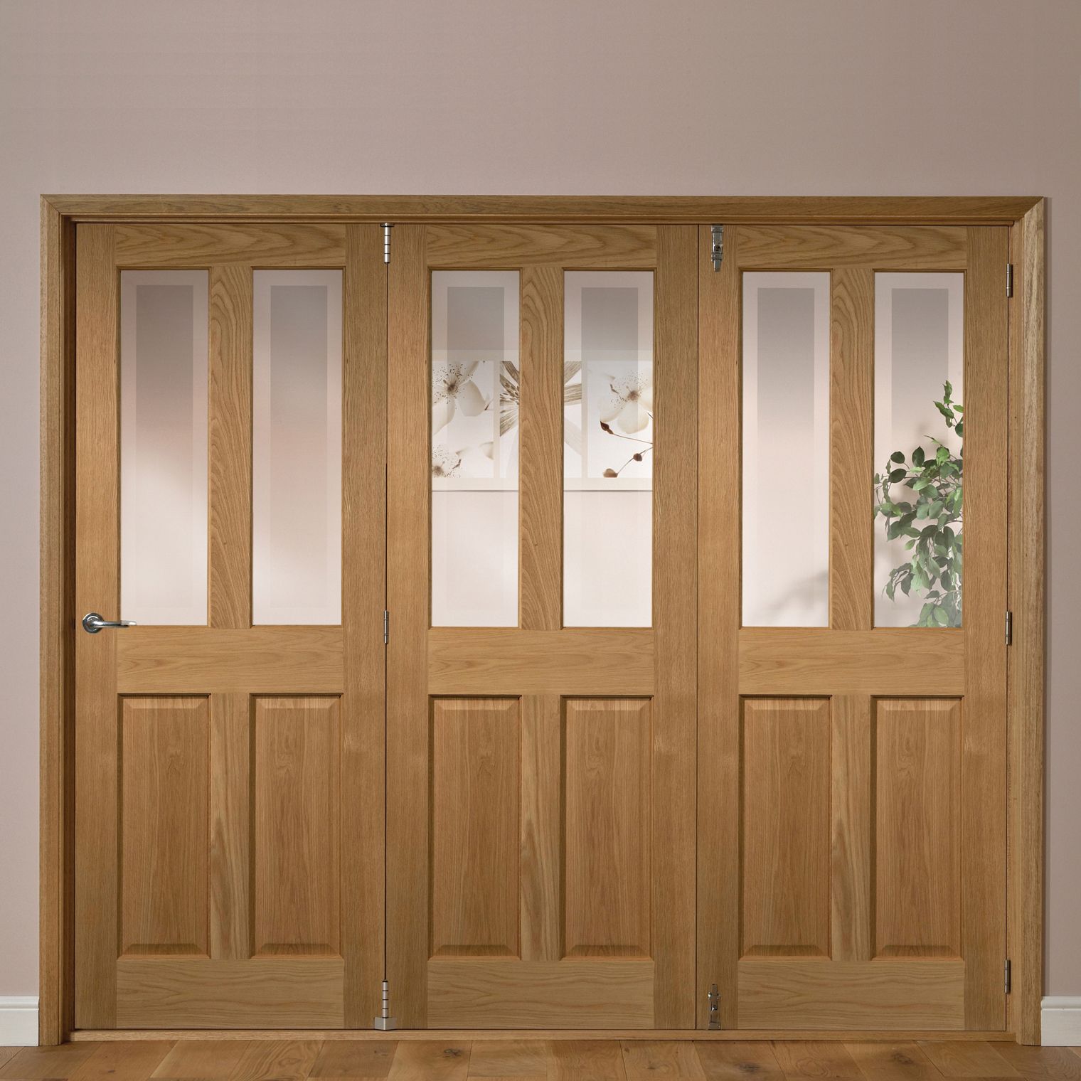 Elveden 4 panel 2 Lite Frosted Glazed Traditional Oak veneer Internal ...