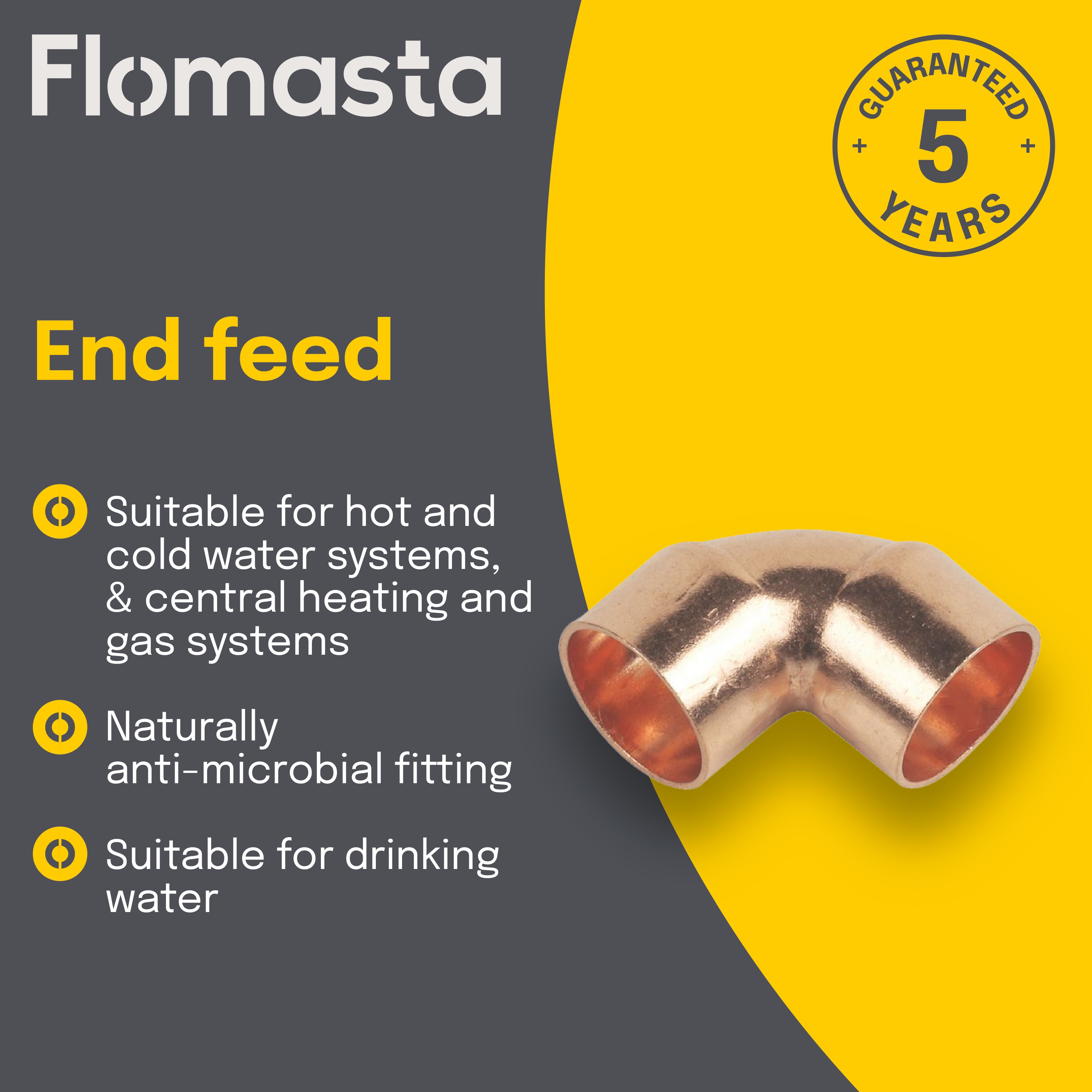 END FEED 90° END FEED PIPE ELBOW (DIA)22MM, PACK OF 2
