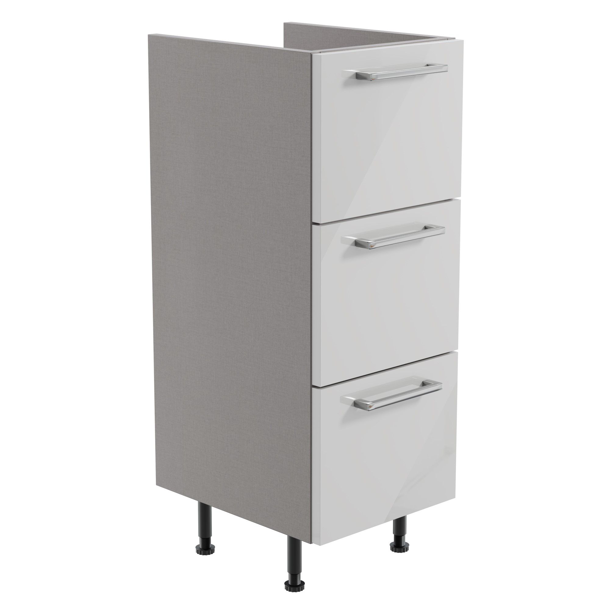 Ennis Gloss Light grey Modern Freestanding Bathroom & wet room 3 drawer ...