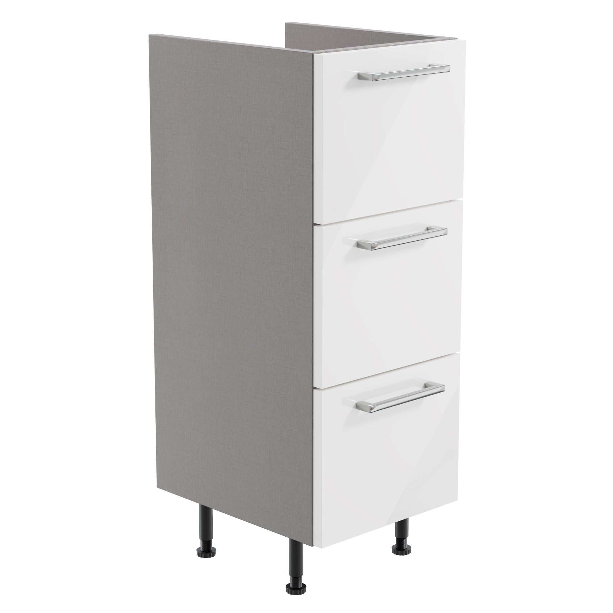 Ennis Gloss White Modern Freestanding 3 drawer Base unit (W)295mm (H ...