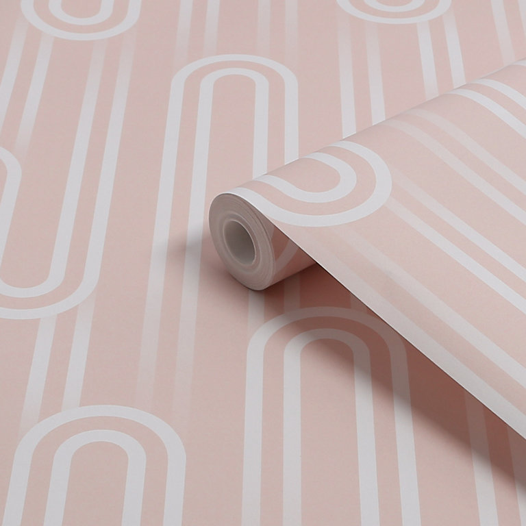 Envy Ups N Downs Peach Geometric Smooth Wallpaper | DIY at B&Q Envy Ups N Downs Peach Geometric Smooth Wallpaper | DIY at B&Q