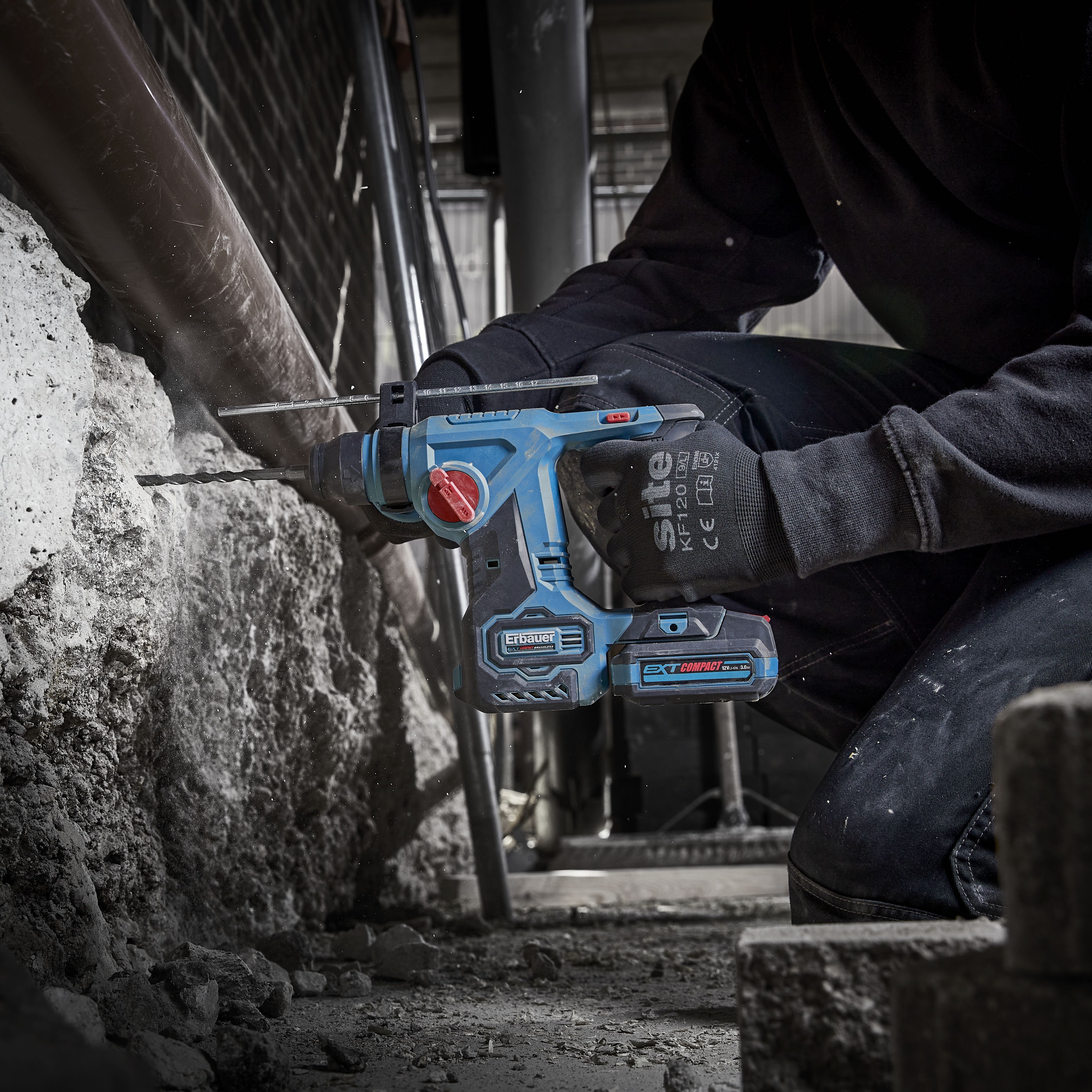 Erbauer 12V EXT compact Brushless Cordless SDS+ drill (Bare Tool ...