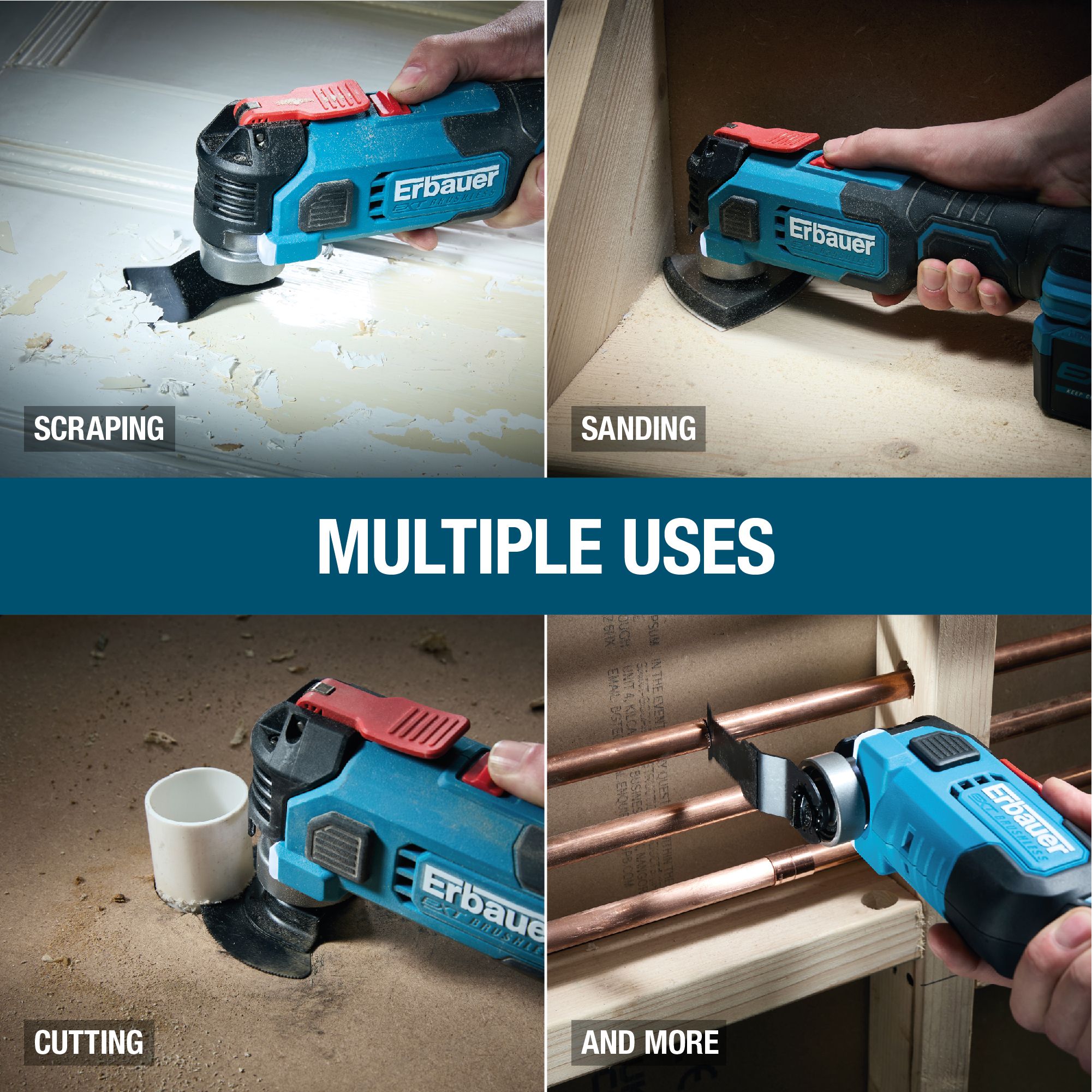 Erbauer 18V 4Ah Li-ion EXT Keep Cool Brushless V2 Cordless Multi tool ...