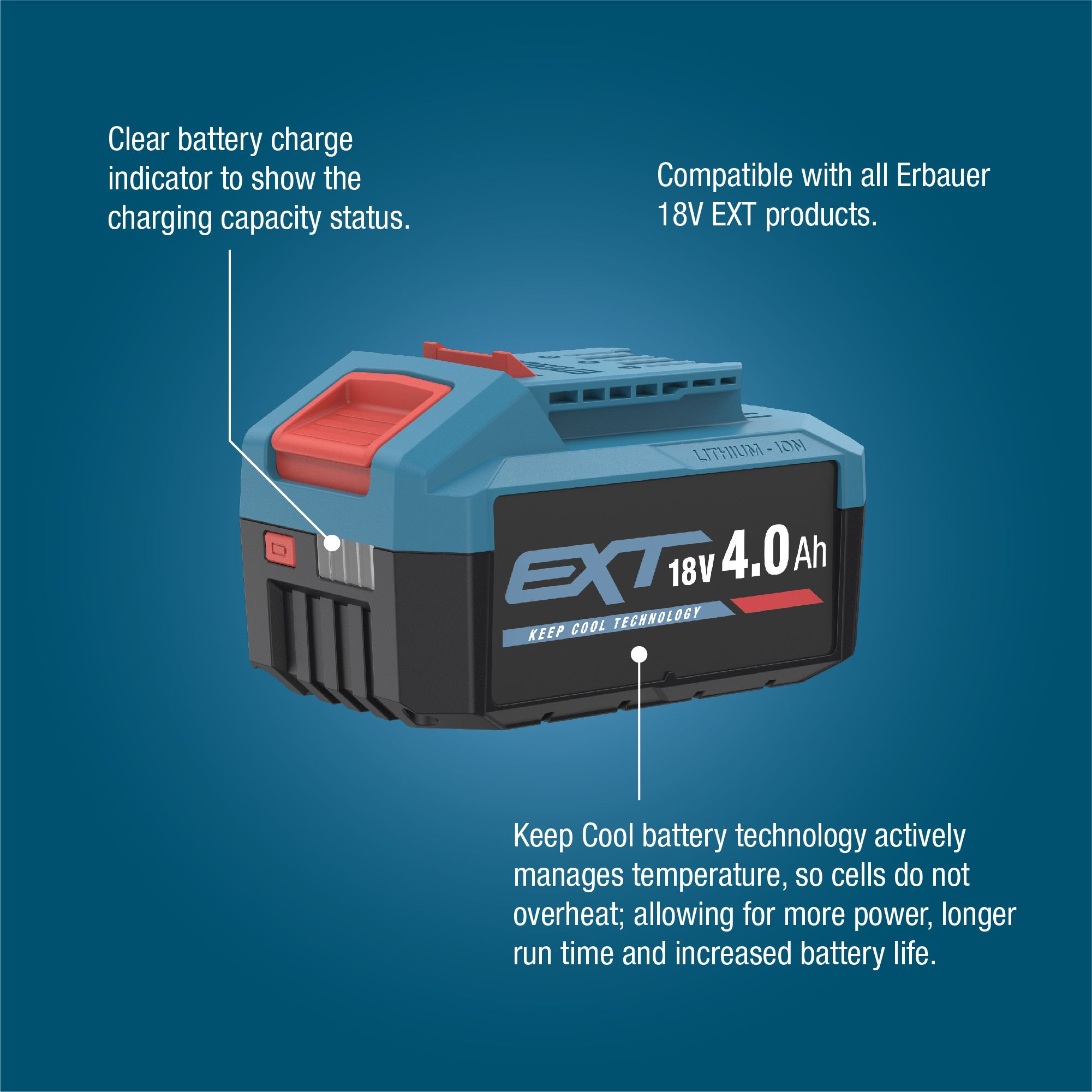 ERBAUER 18V 4AH LI-ION POWER TOOL BATTERY - ERI1099BAT