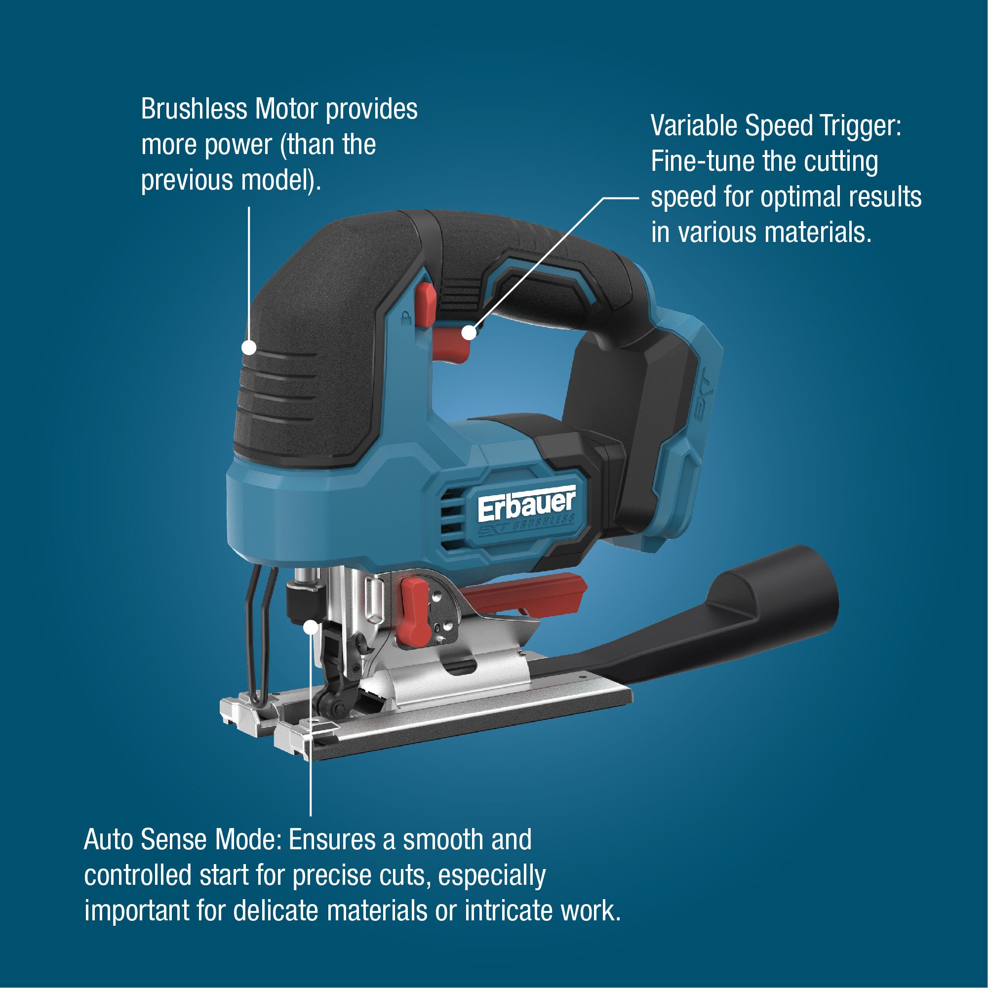 Erbauer 18V EXT Keep Cool Brushless V2 Cordless Jigsaw (Bare Tool ...