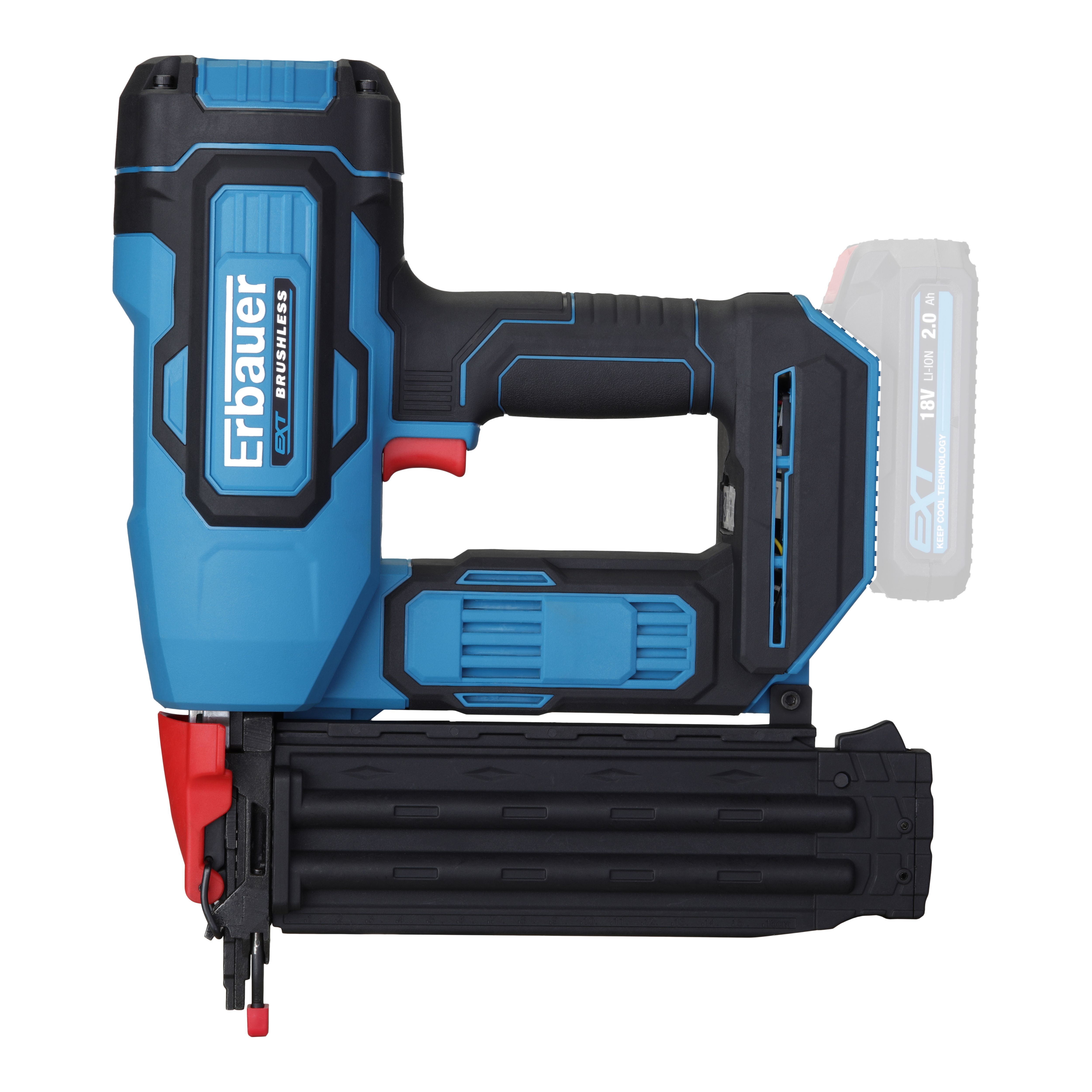 Erbauer 18V EXT Li-ion 55mm Second fix Cordless 18 gauge Nail gun (Bare ...