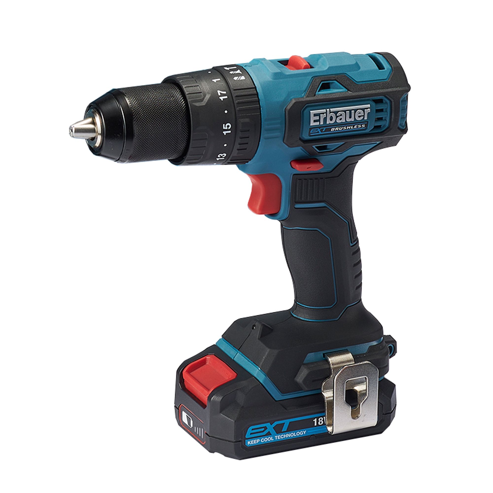 Erbauer 18V Li-ion EXT Brushless Cordless Combi drill & impact driver ...
