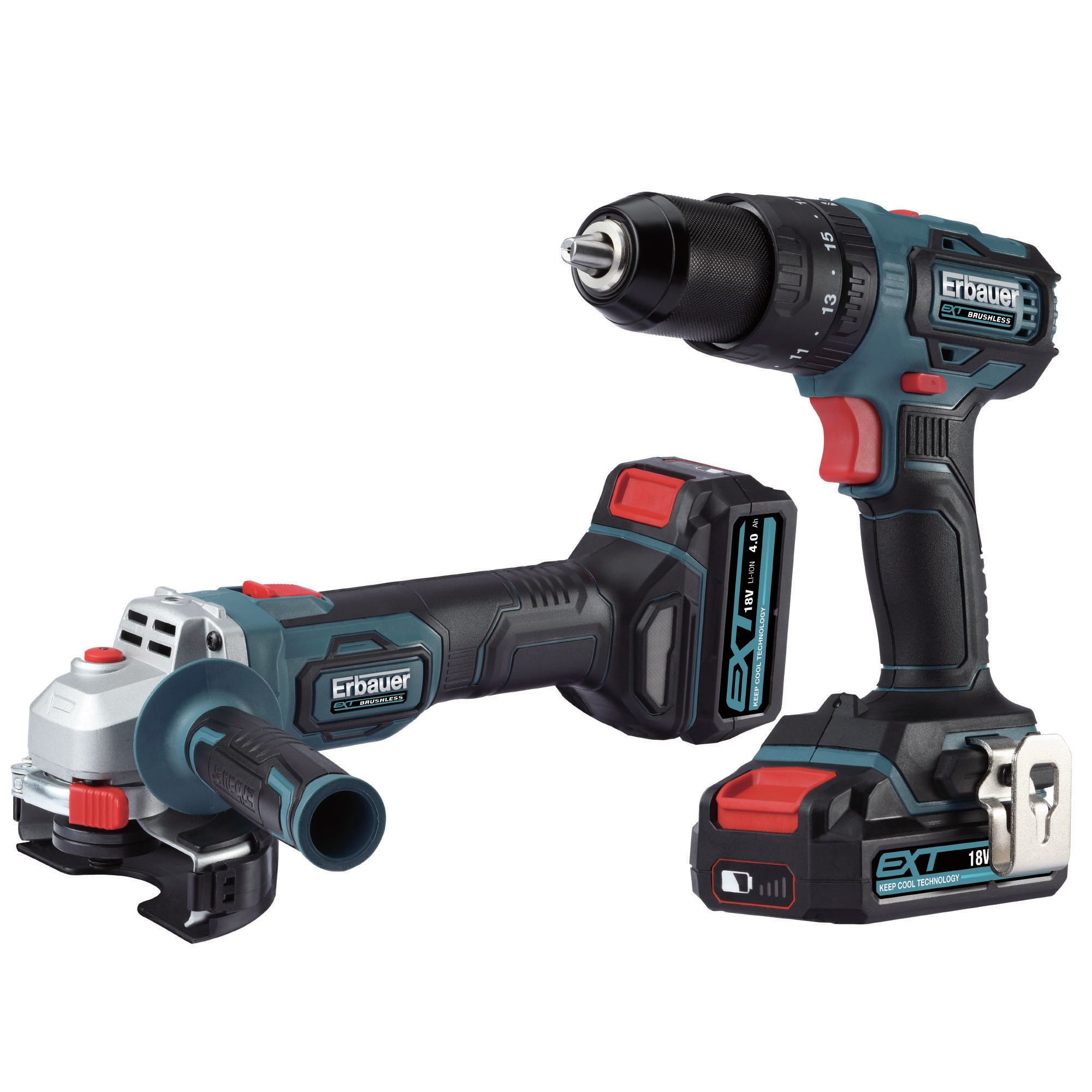 Erbauer 18V Li-ion EXT Cordless 2 piece Power tool kit (2 x 4Ah ...