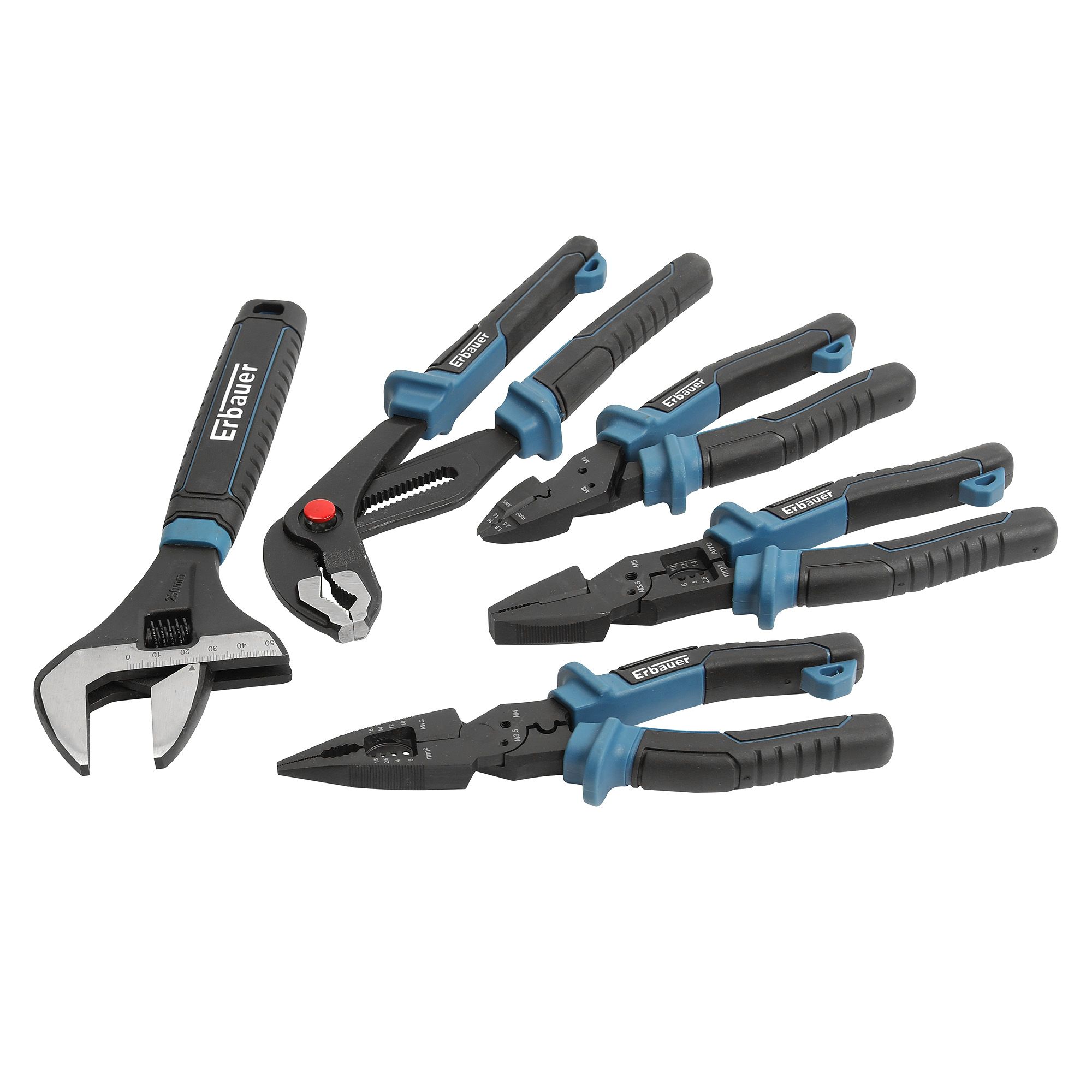Erbauer 5 piece Chrome vanadium steel Pliers set E_PL10 Ergonomic soft ...