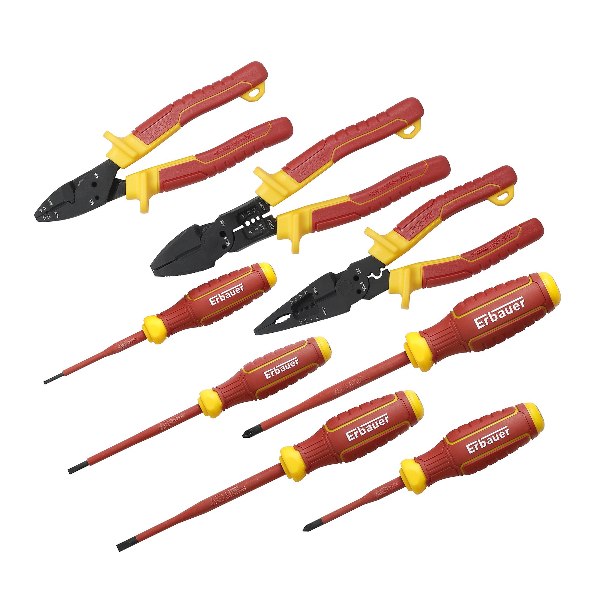 Erbauer 8 piece VDE Screwdriver & Chrome vanadium steel Pliers set E ...