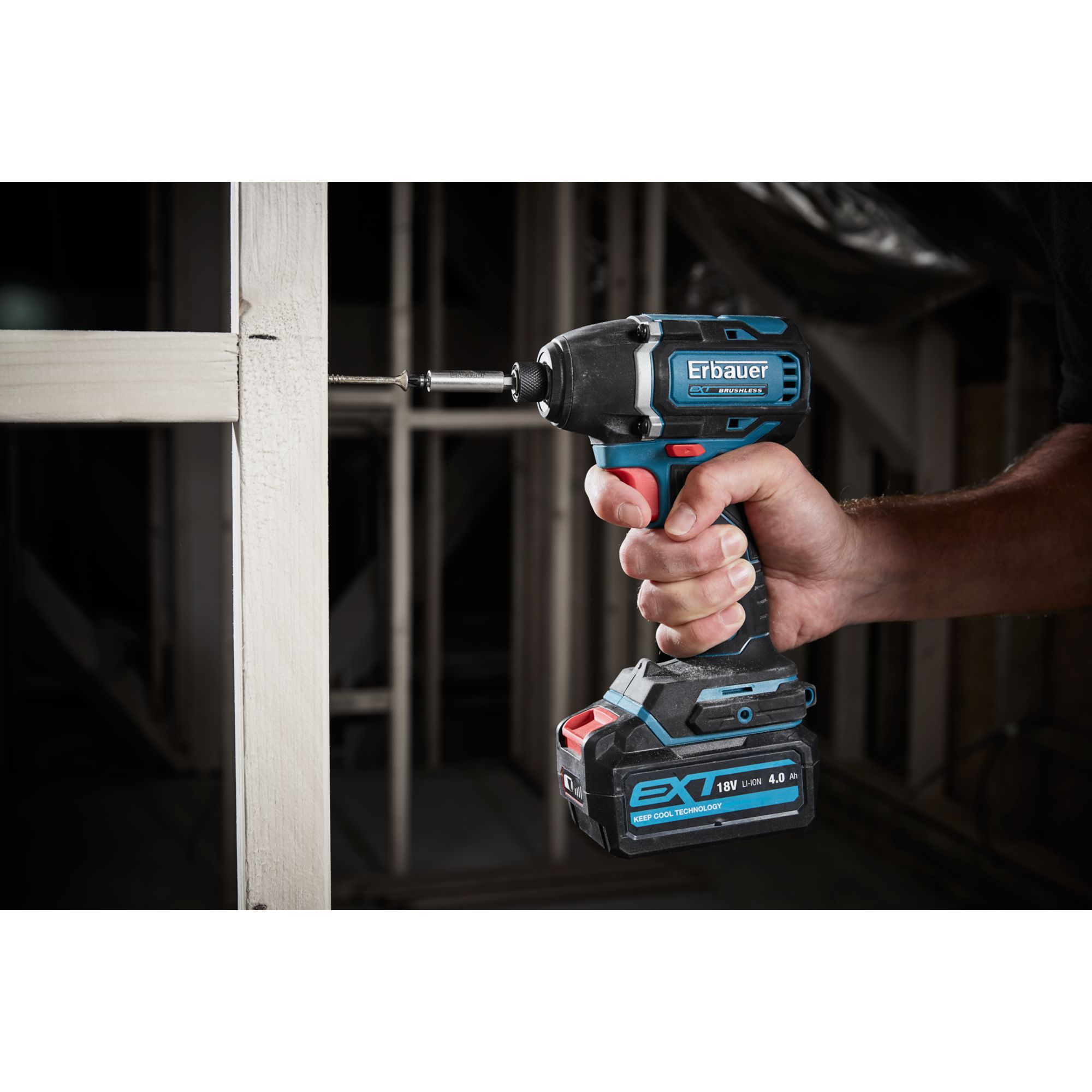 Erbauer EXT 18V 4Ah Li-ion Brushless Cordless Impact driver 1 battery ...