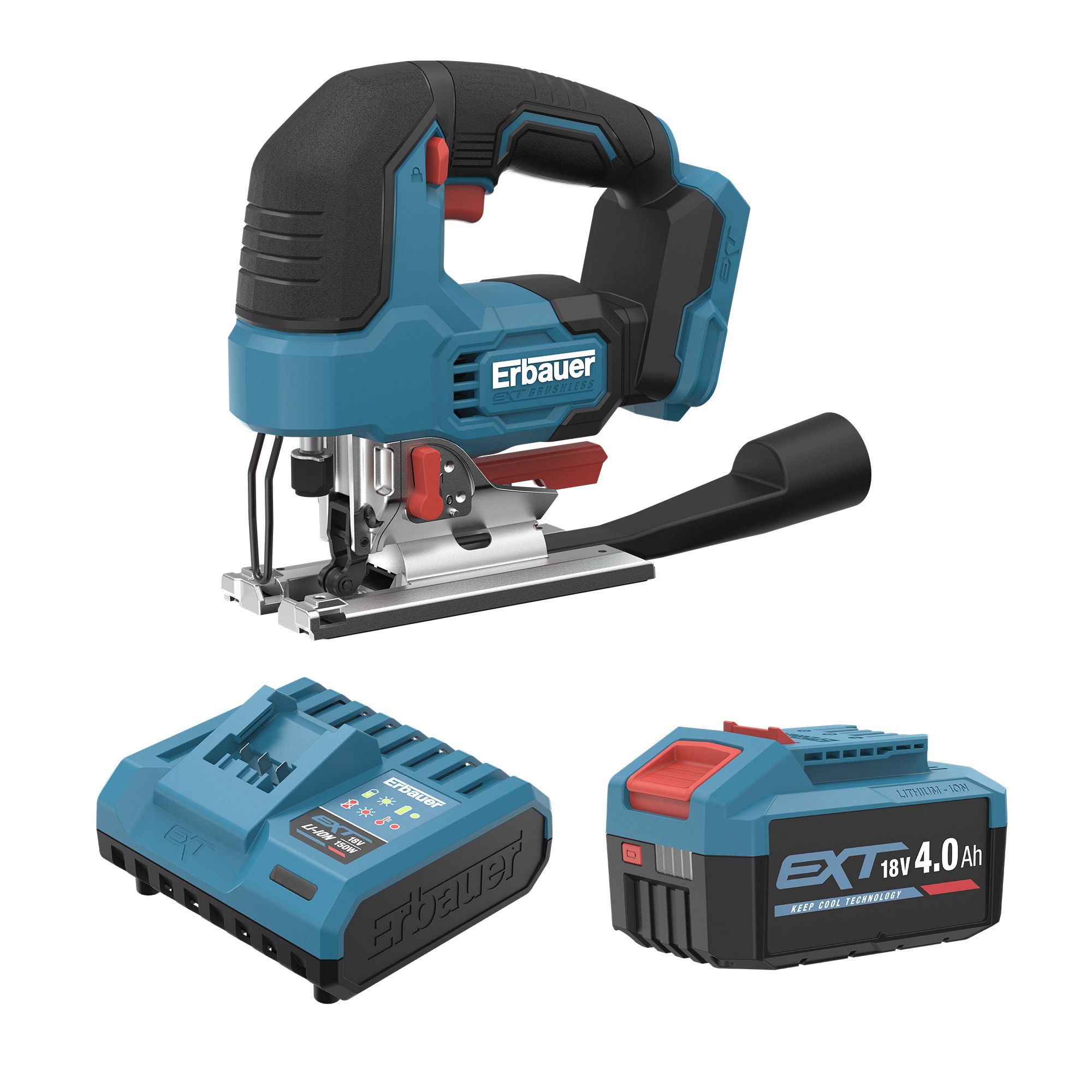 Erbauer Li-ion EXT Keep Cool 18V Brushless V2 Cordless Jigsaw (1 x 4Ah ...