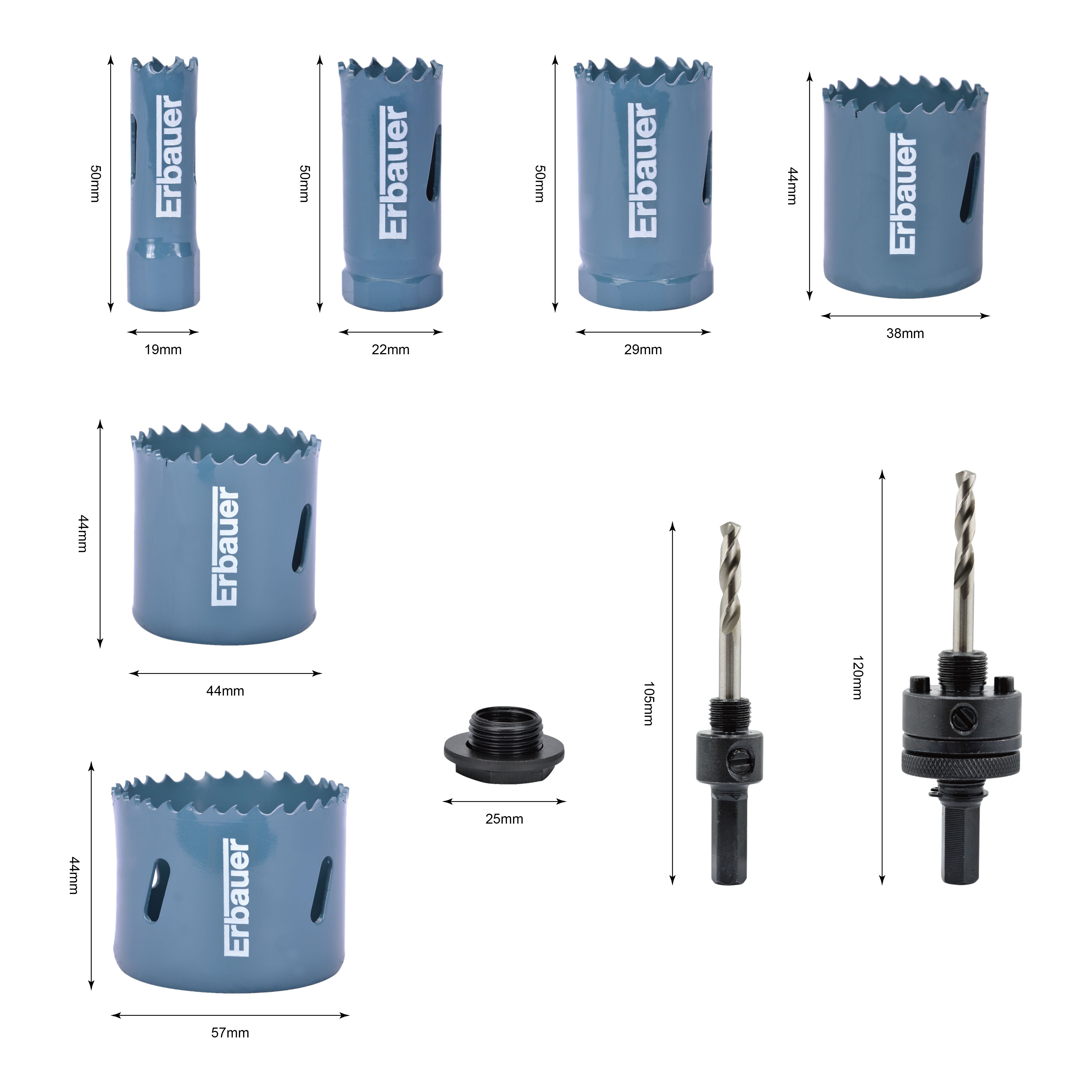 Erbauer Plumbers' Bi-metal Holesaw set (11 piece)
