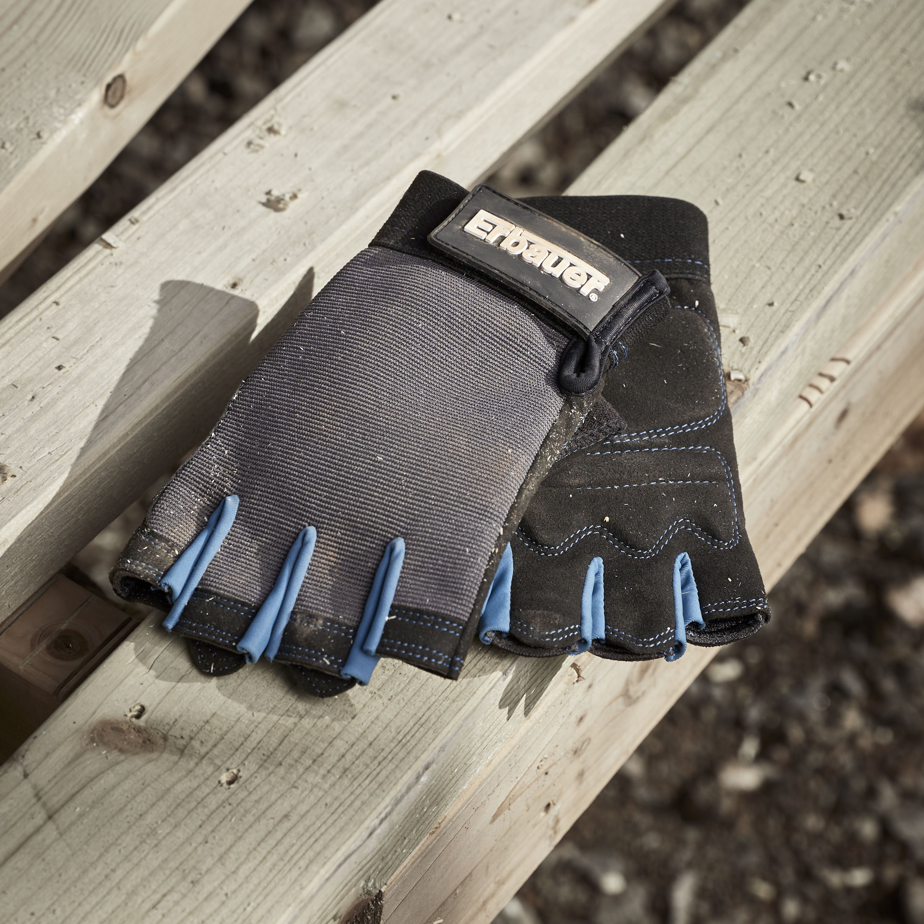 Erbauer Synthetic Grey & Blue Fingerless Specialist handling gloves ...