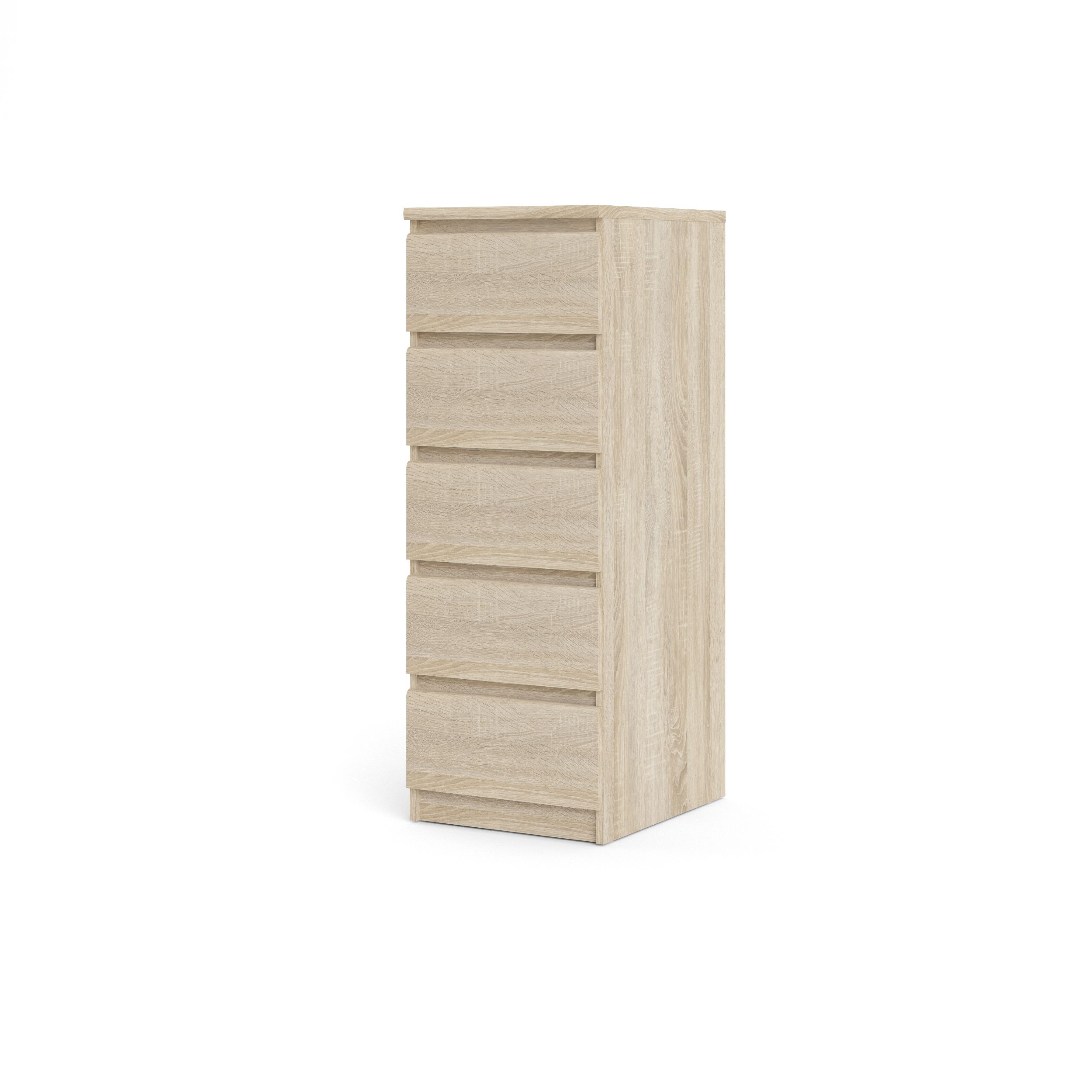 Esla High gloss oak effect Chipboard 5 Drawer Chest of drawers (H ...