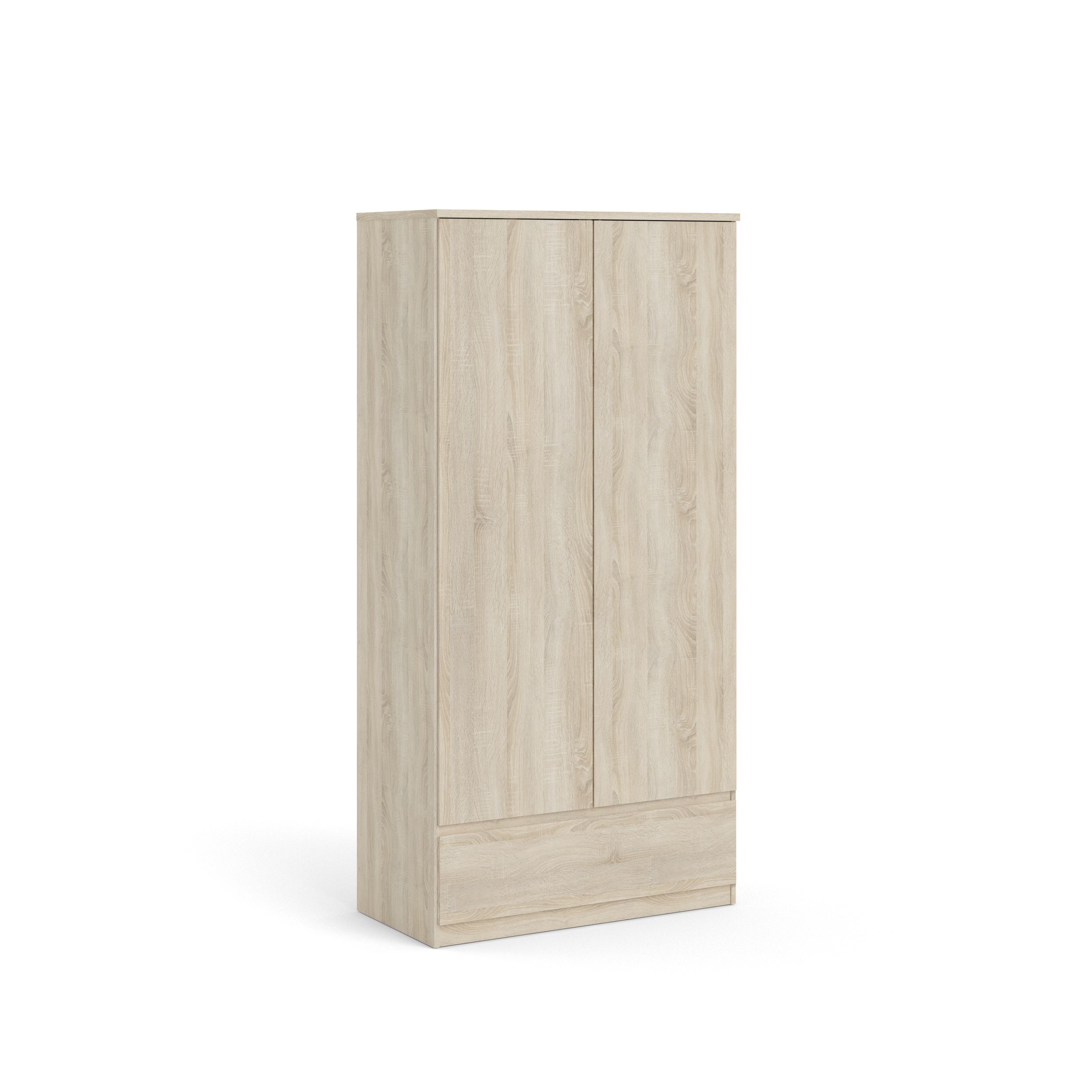 Esla Modern Matt oak effect 2 door 1 Drawer Double Wardrobe (H)2006mm ...