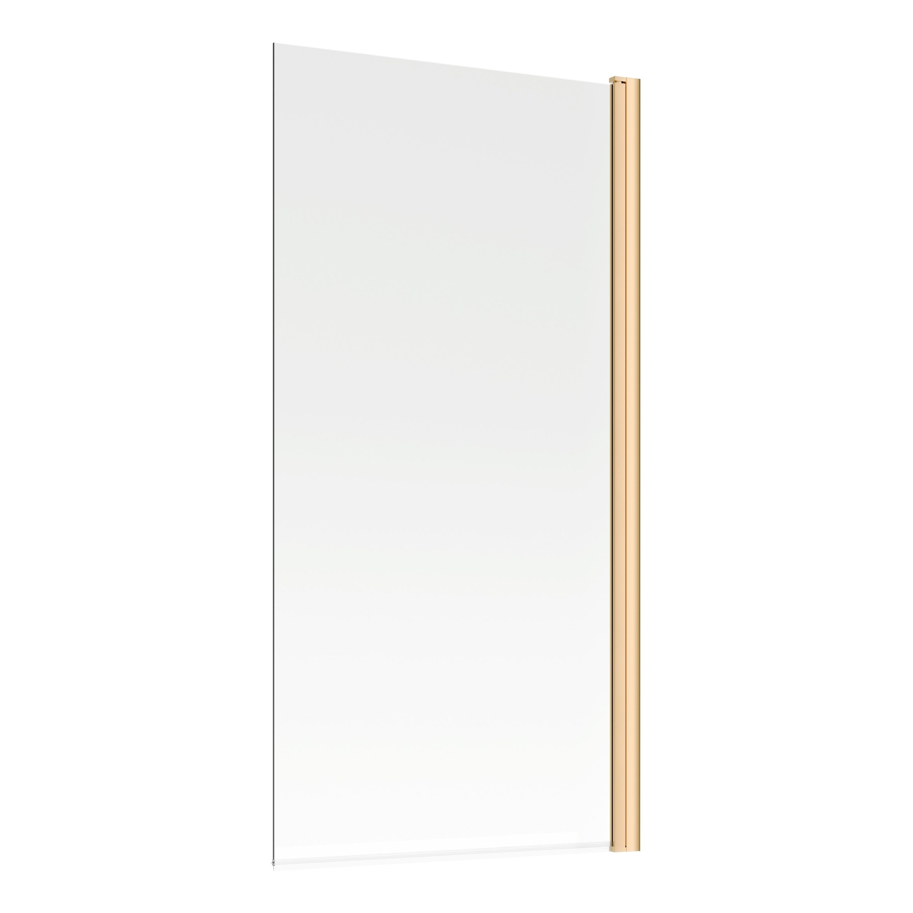 Essentials Straight 1 panel Clear glass Brushed Brass Bath screen, (W ...