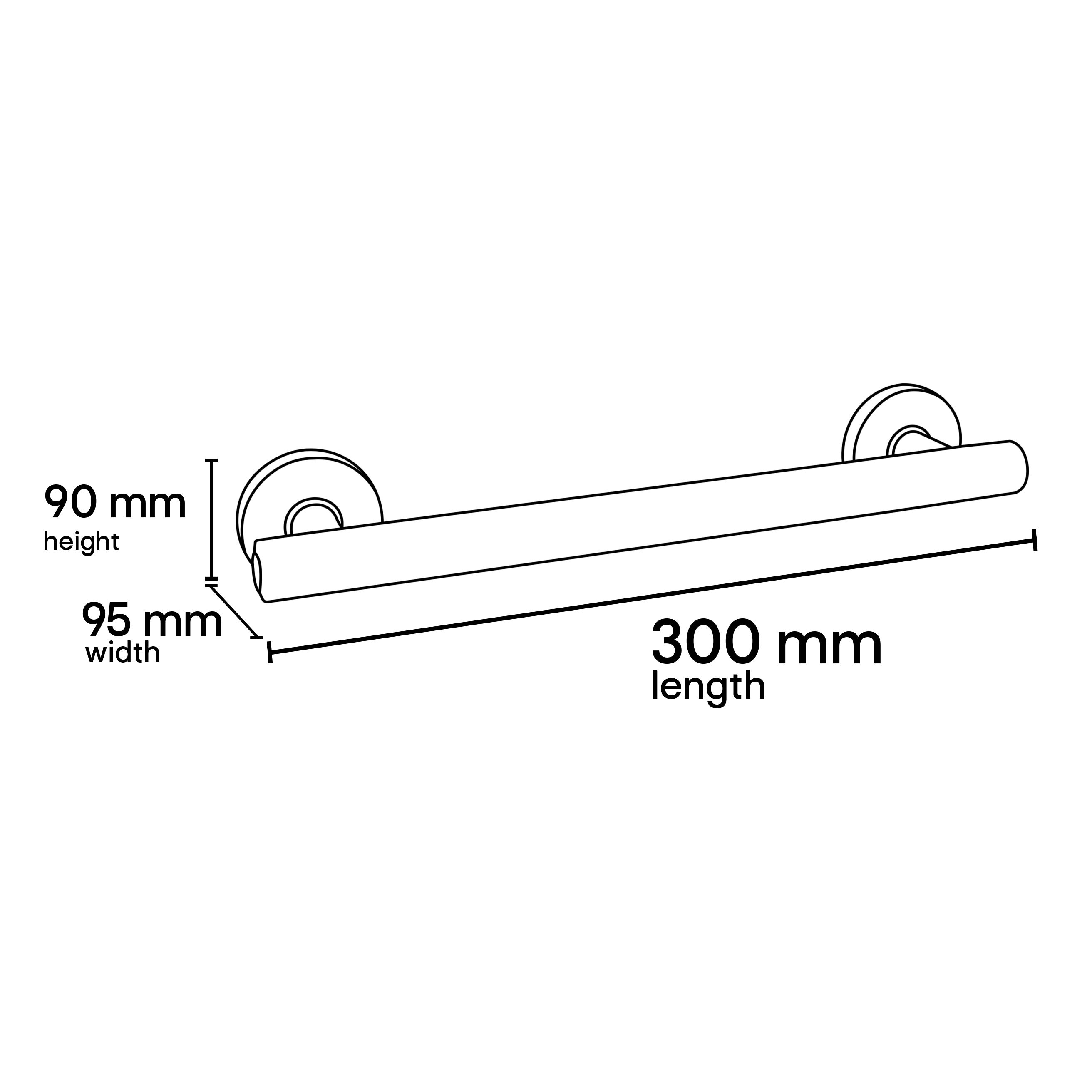 Evekare LED Silver effect Curved Wall-mounted Grab rail (L)450mm