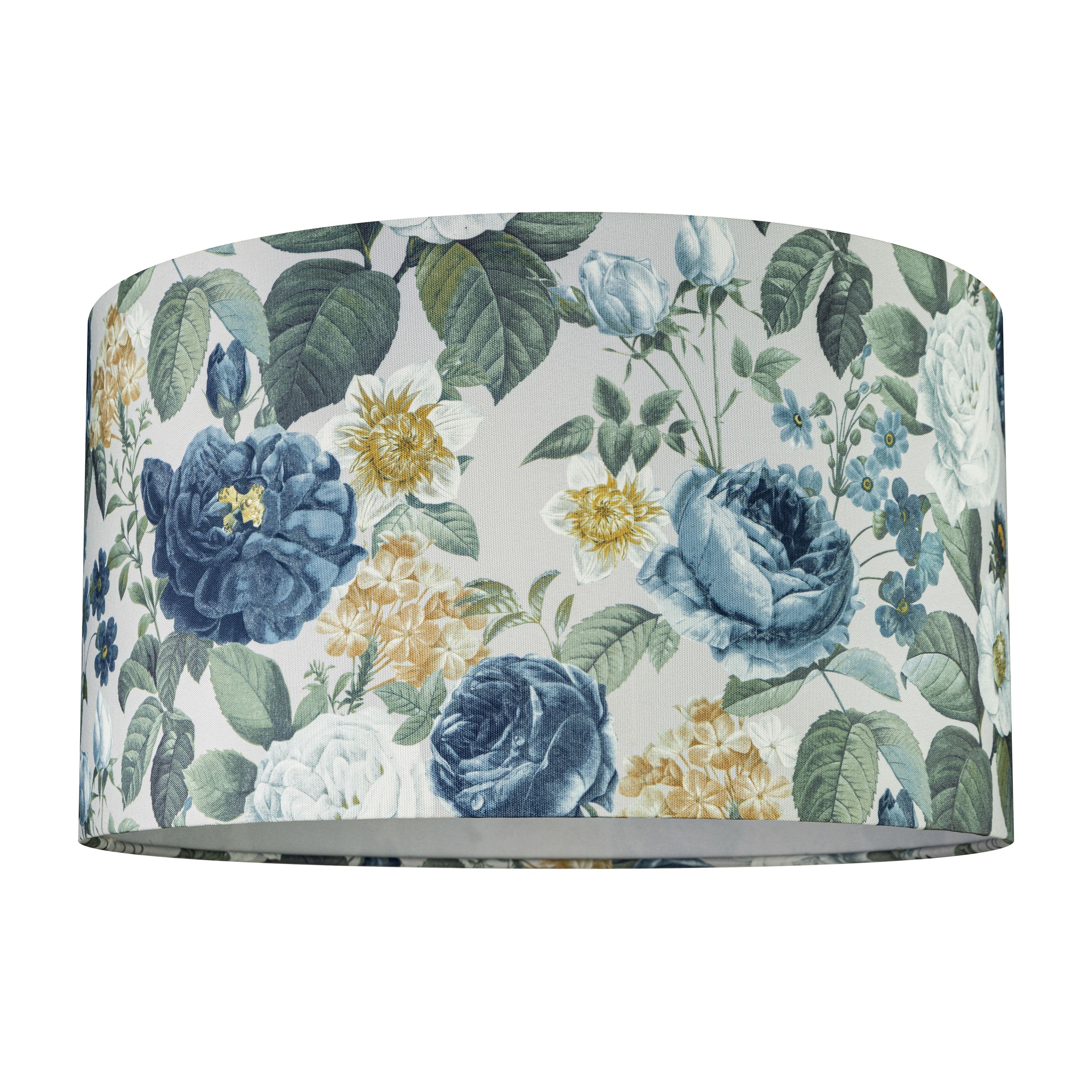 Evelyn Blue & Cream Floral Drum Lamp shade (D)40cm